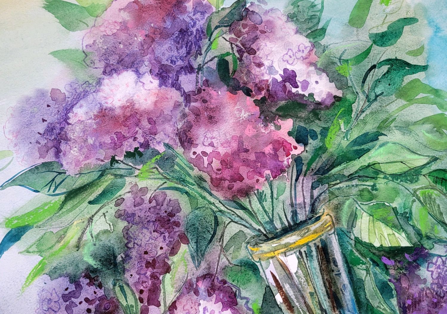 Картина "Сирень".Формат А2. Букет в вазе акварель в интернет-магазине ...