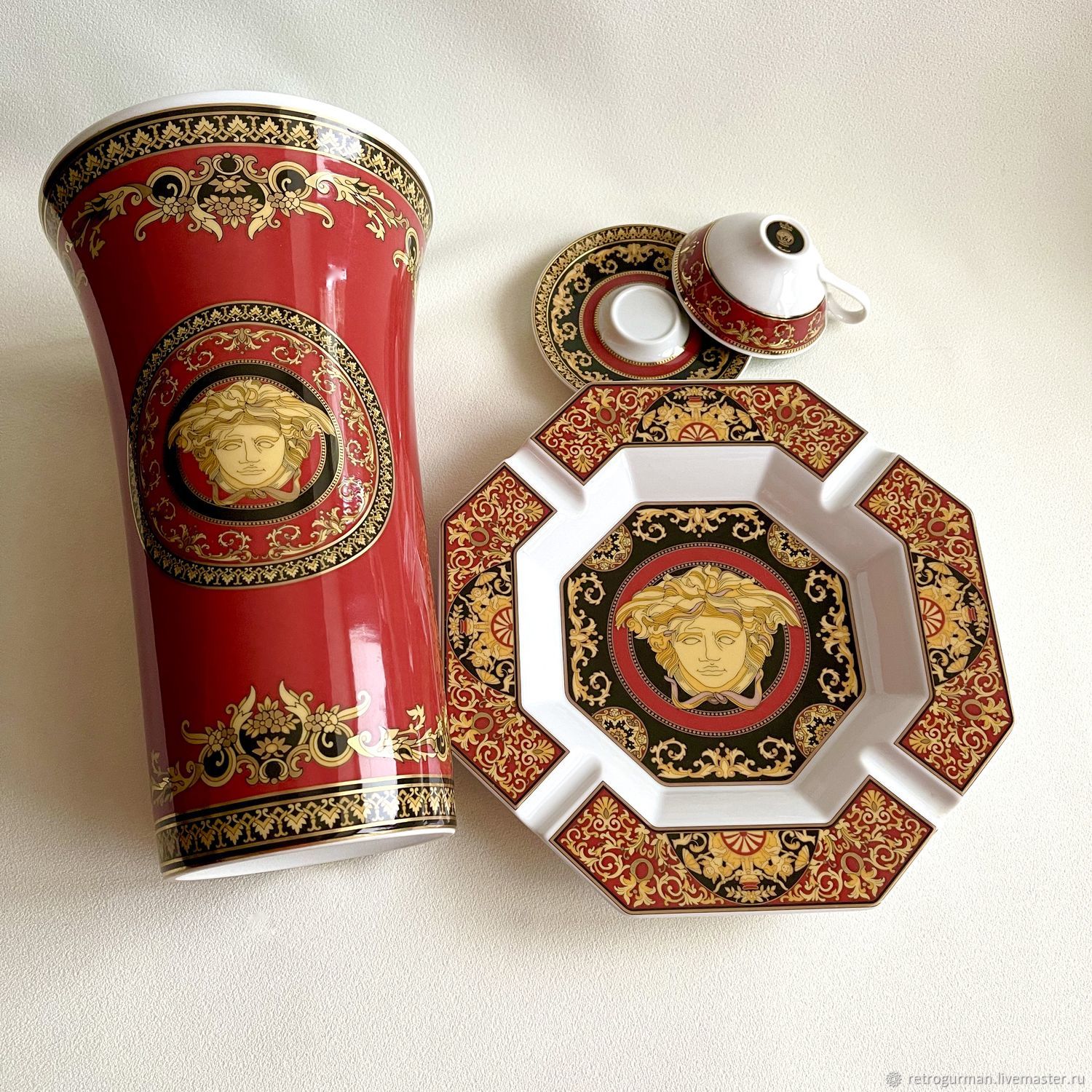 Винтаж: VERSACE большая ваза ВЕРСАЧЕ МЕДУЗА РОЗЕНТАЛЬ Золото Подарок в ...