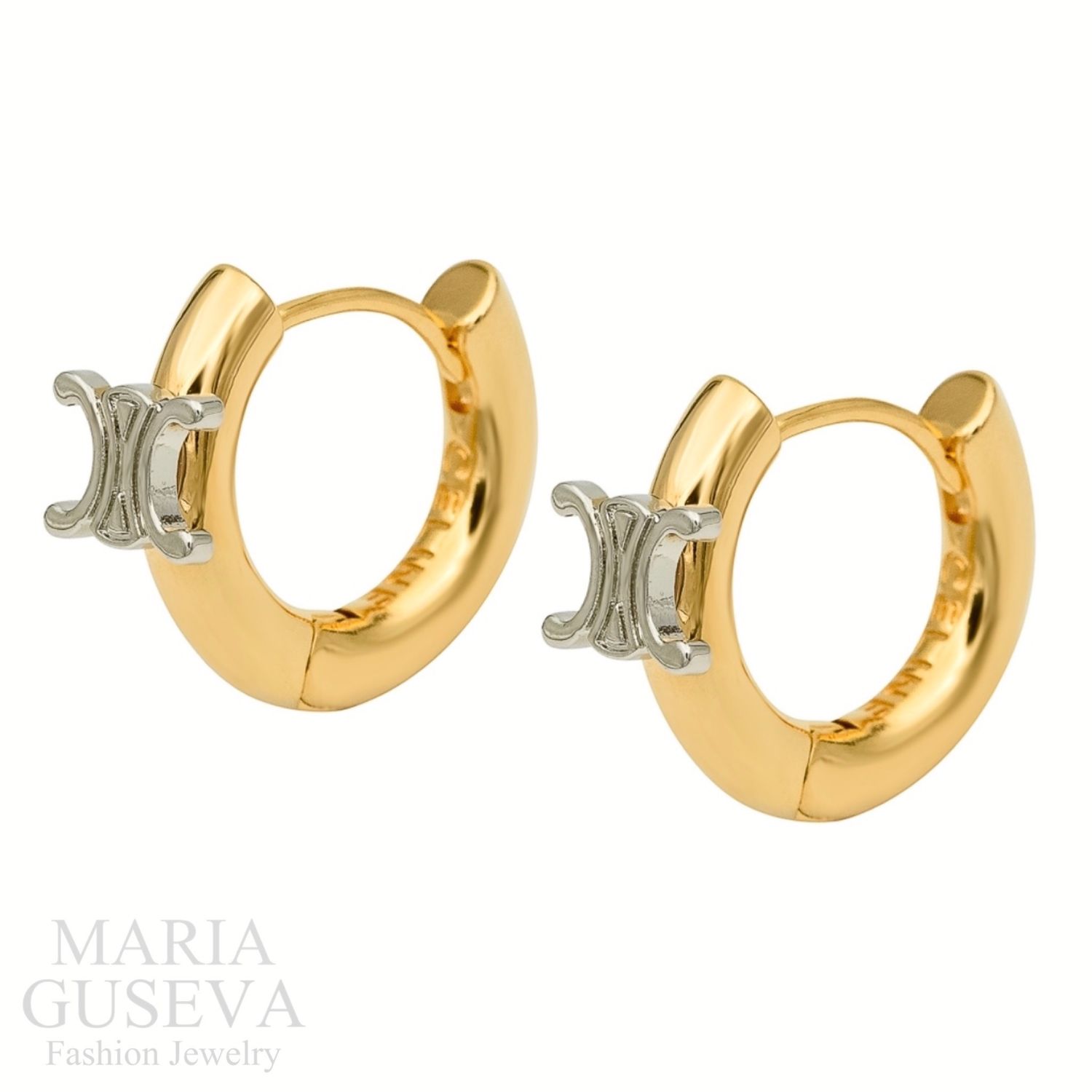 Серьги позолоченные кольца Celine limited edition купить в интернет ...