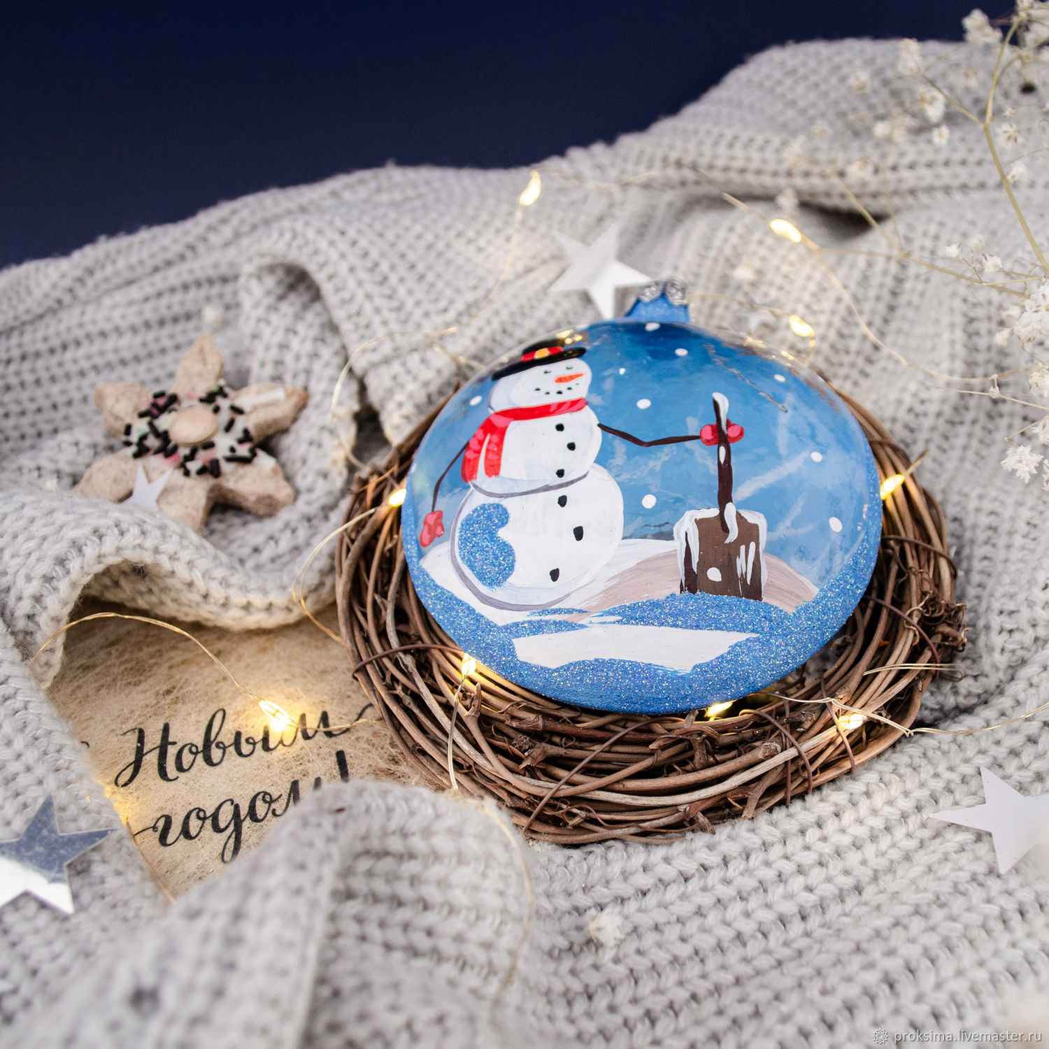 210235 Стеклянная елочная игрушка формовая «Снеговик» 9 см в интернет ...