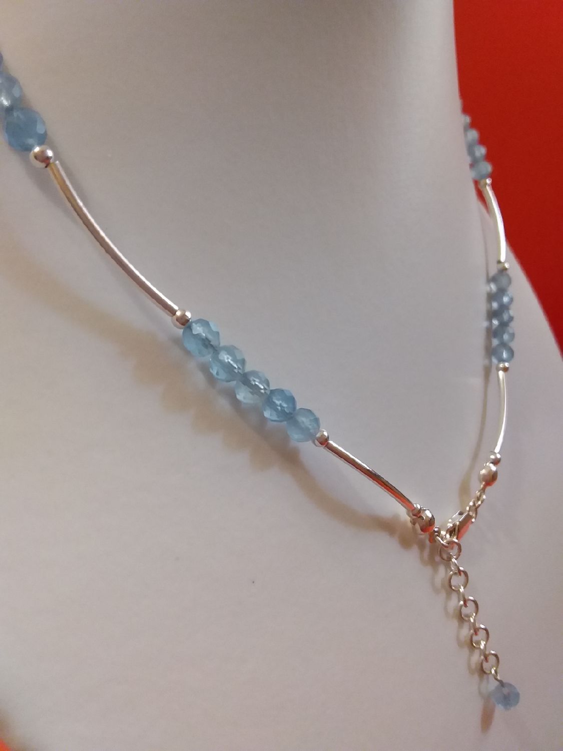 Колье с натуральным аквамарином,серебро 925 пробы в интернет-магазине ...