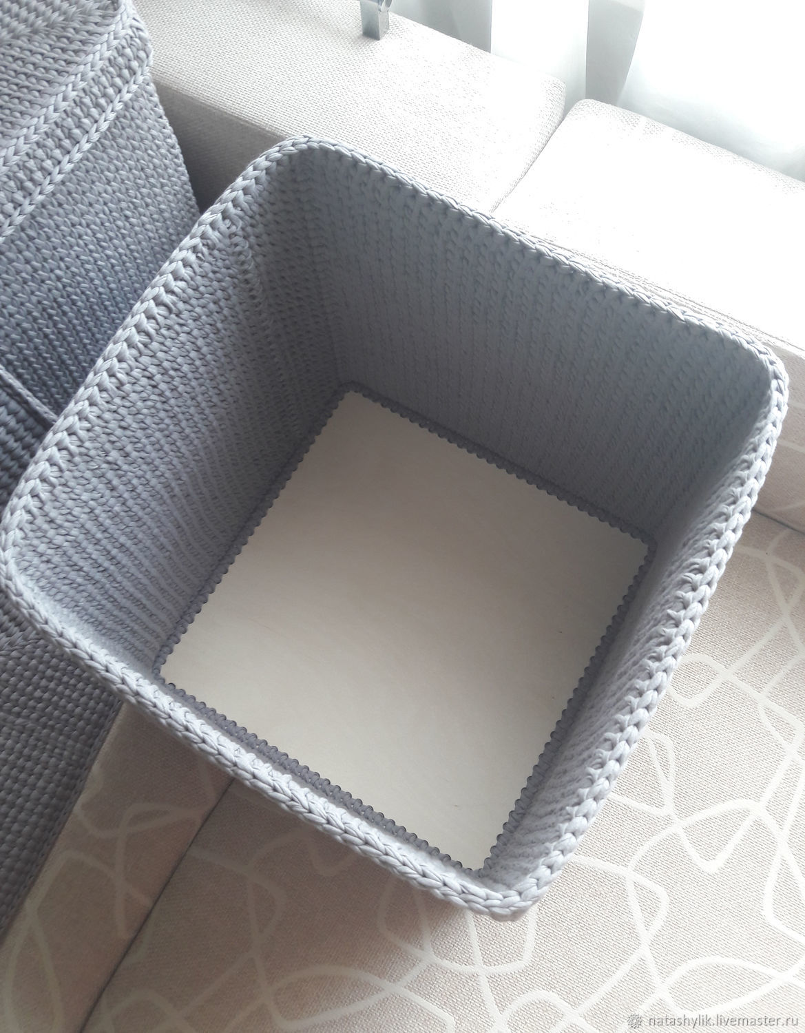 Вязаная корзина квадратная большая для белья, игрушек – заказать на ...