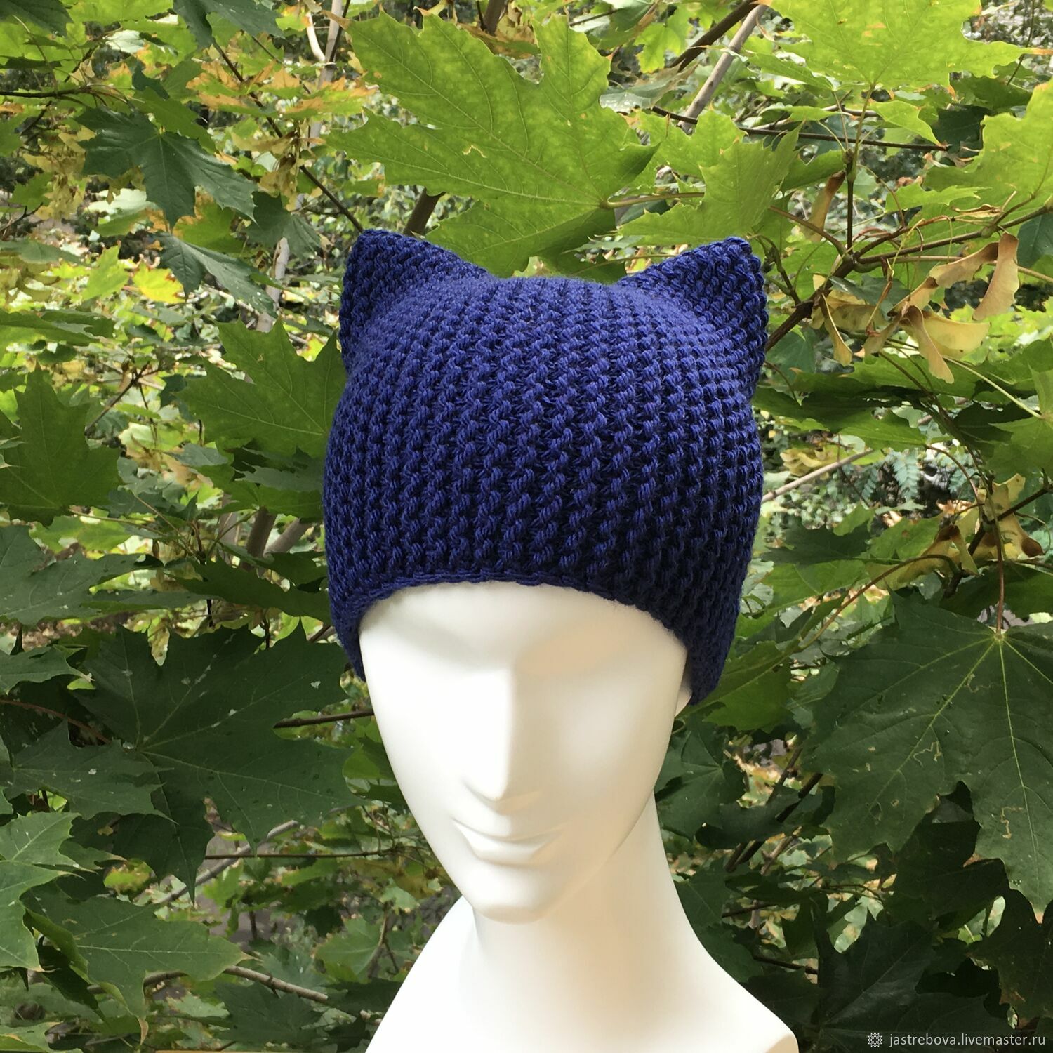 Вязаная женская шапка-кошка, шапка с ушками, котошапка для девушки ...