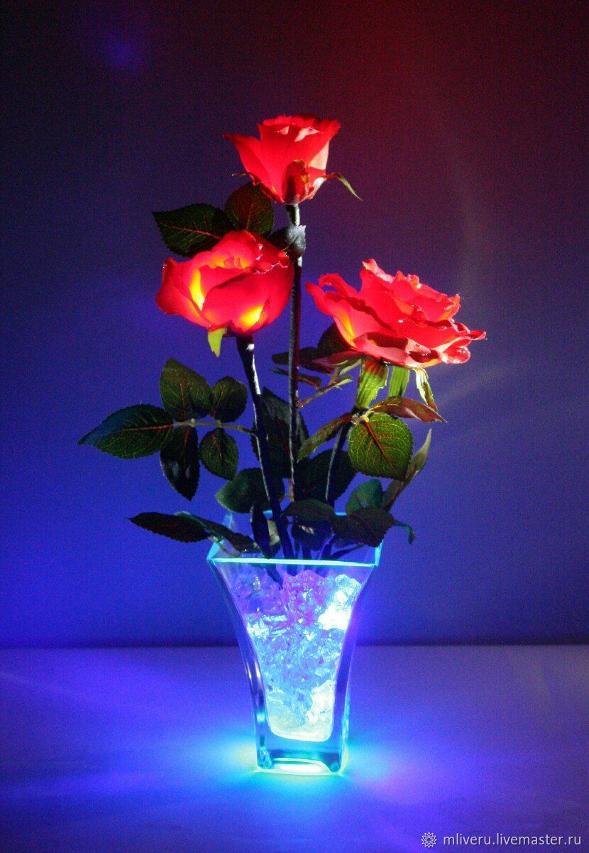 Светодиодная роза в вазе от MliveRu в интернет-магазине на Ярмарке ...