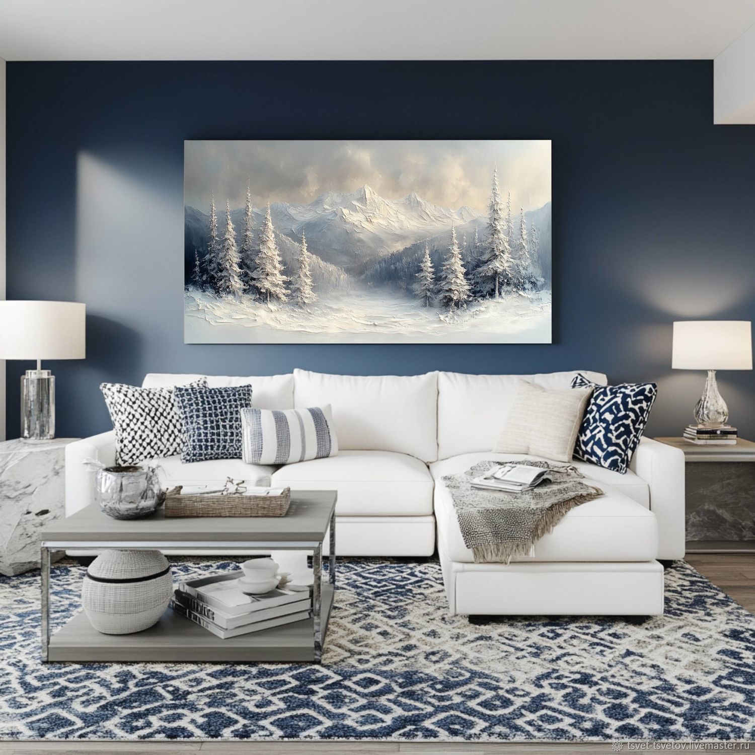 Картина маслом на холсте Зимний пейзаж Горы в интернет-магазине Ярмарка ...