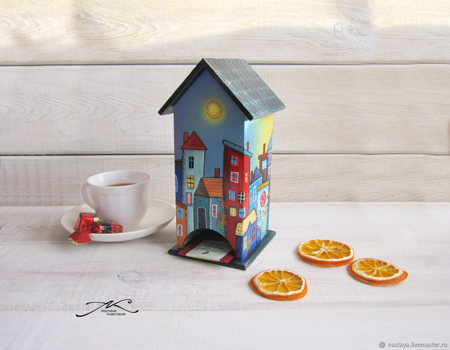 Чайный домик из дерева декупаж яркий цветной Карла Жерар – заказать на ...