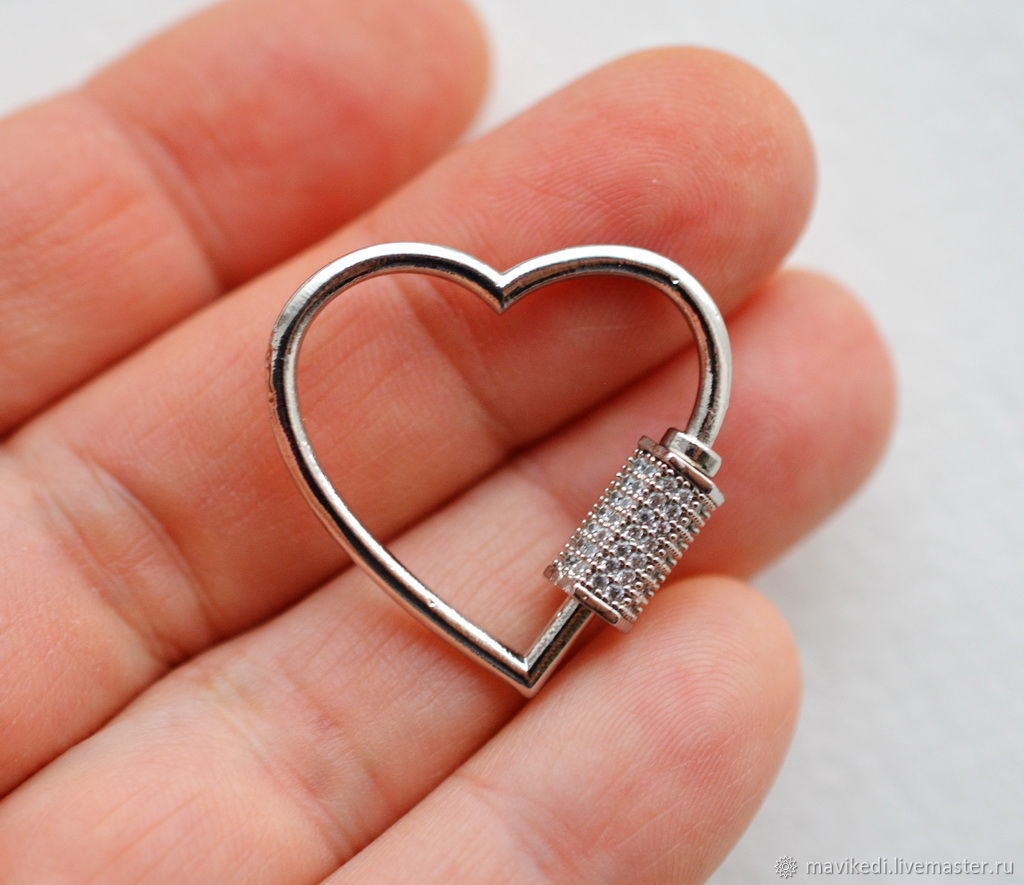 Замок винтовой "Сердце"/ серебро/ золото – купить на Ярмарке Мастеров ...
