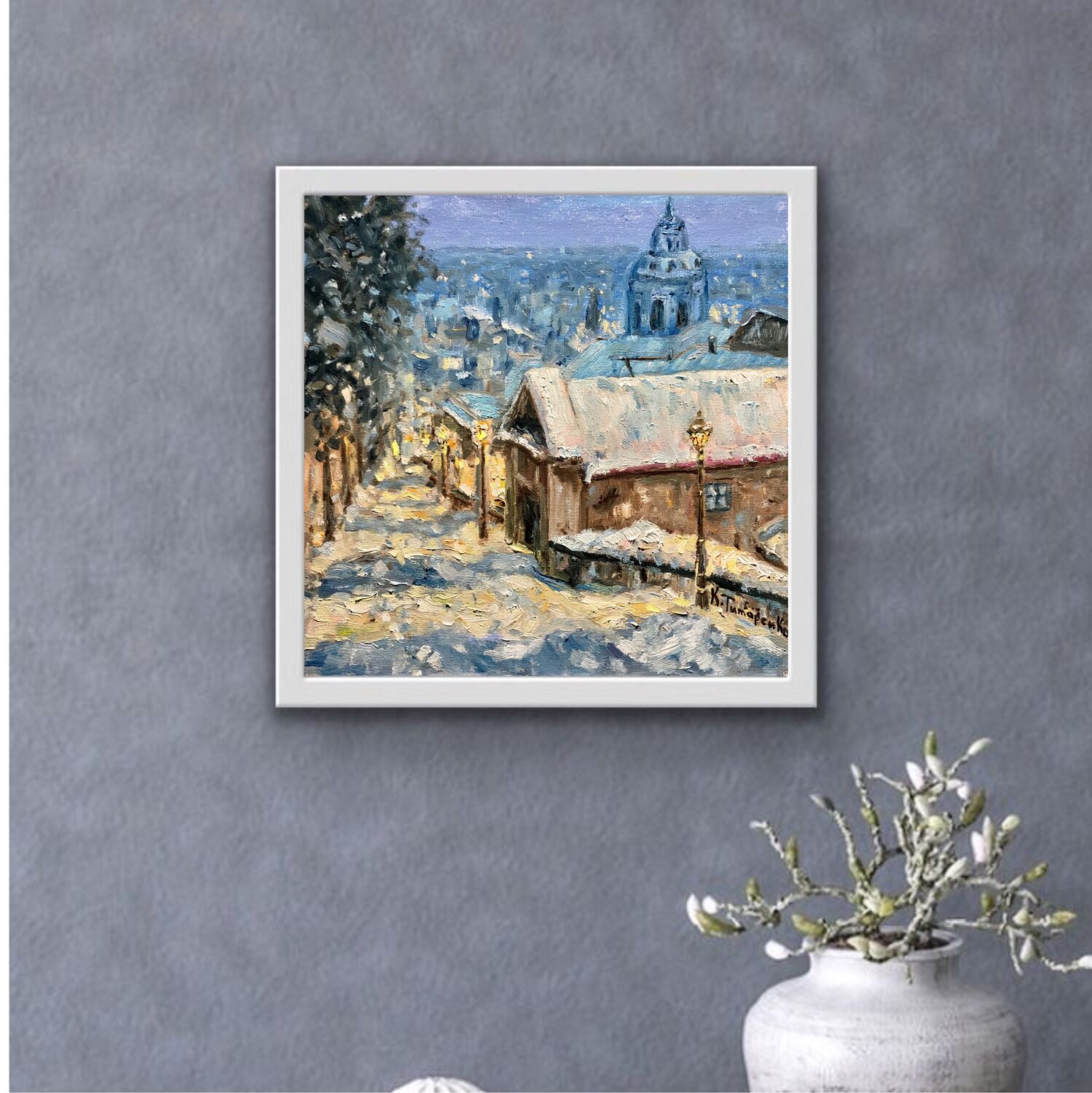 Картина маслом «Зимняя сказка», зимний пейзаж, холст 30/30 в интернет ...