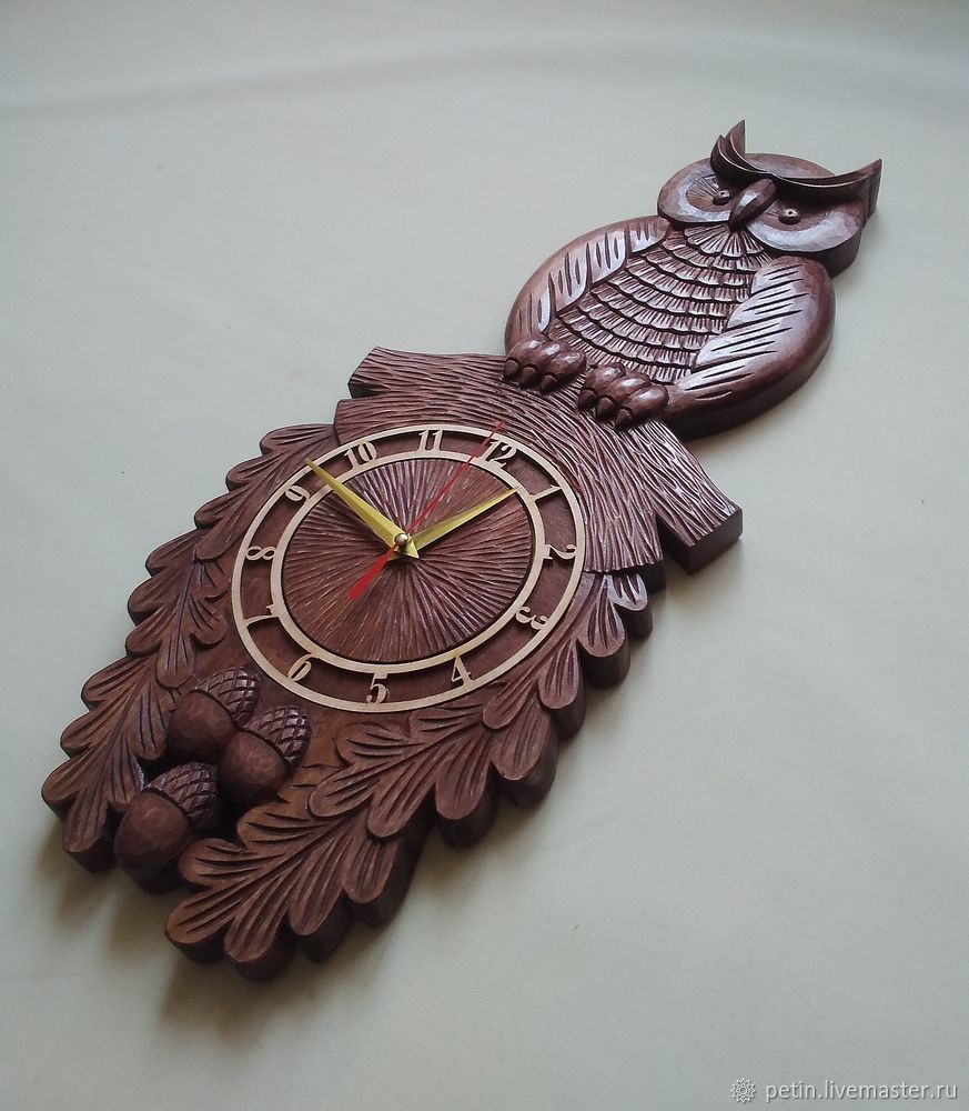 Деревянные настенные часы Сова купить в интернет-магазине Ярмарка ...