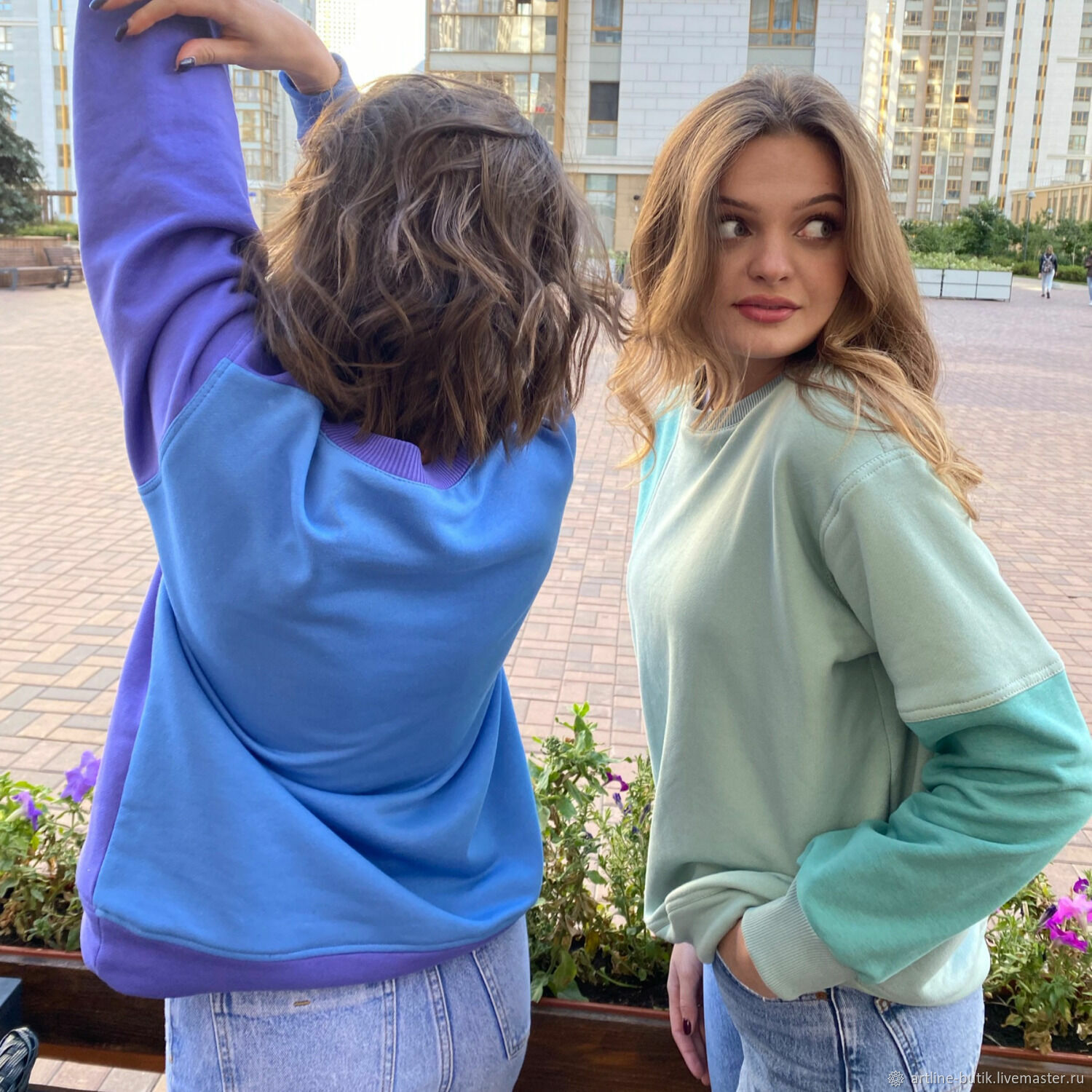 Модный свитшот колоблок тренд 2023 (мятные цвета) в интернет-магазине ...