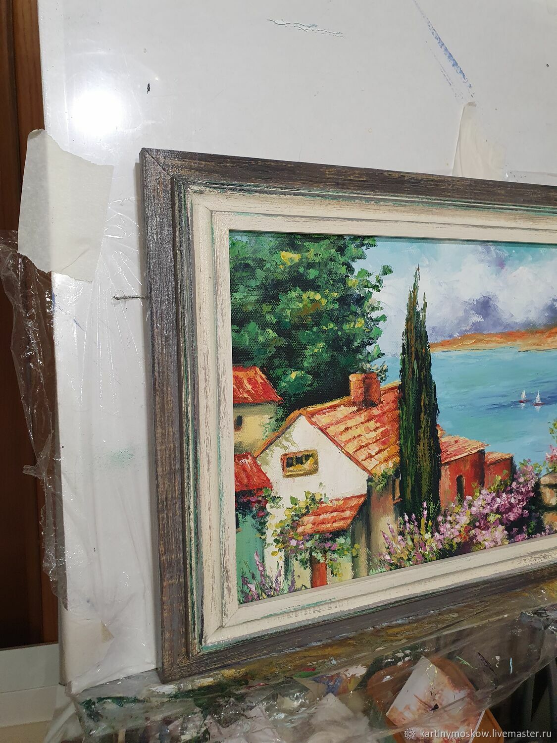 Картина маслом Прогулка в тенистом саду 50х50 в интернет магазине Ярмарка Мастеров по цене