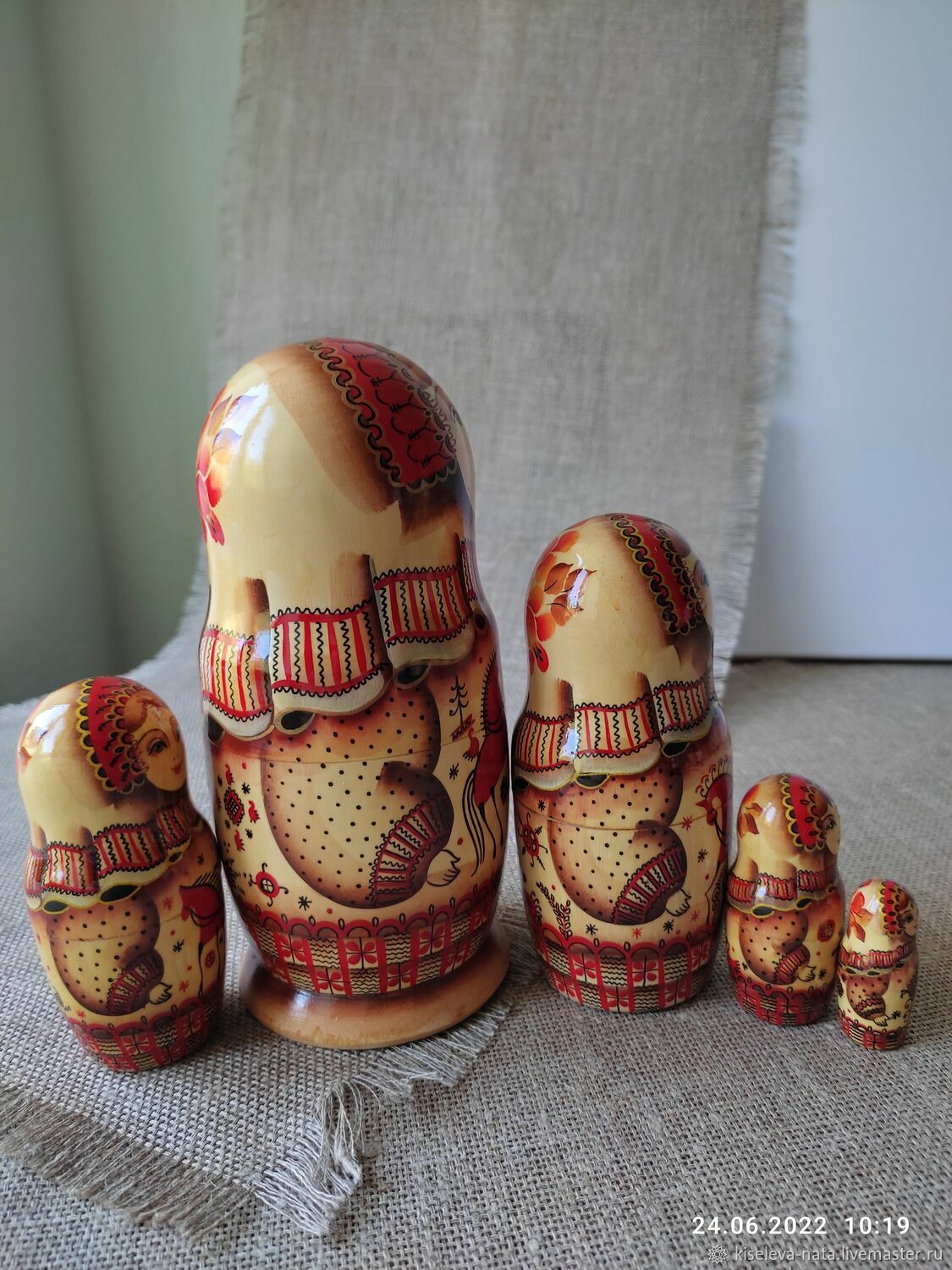 Матрешка пятиместная. Игра. Мезенская роспись – купить онлайн на ...