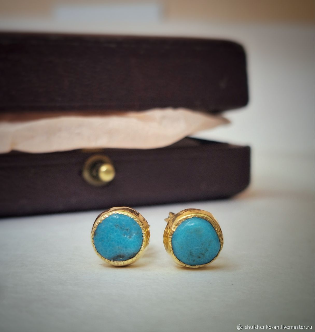 Серьги пусеты с бирюзой "SHANIQ" купить в интернет-магазине Ярмарка ...