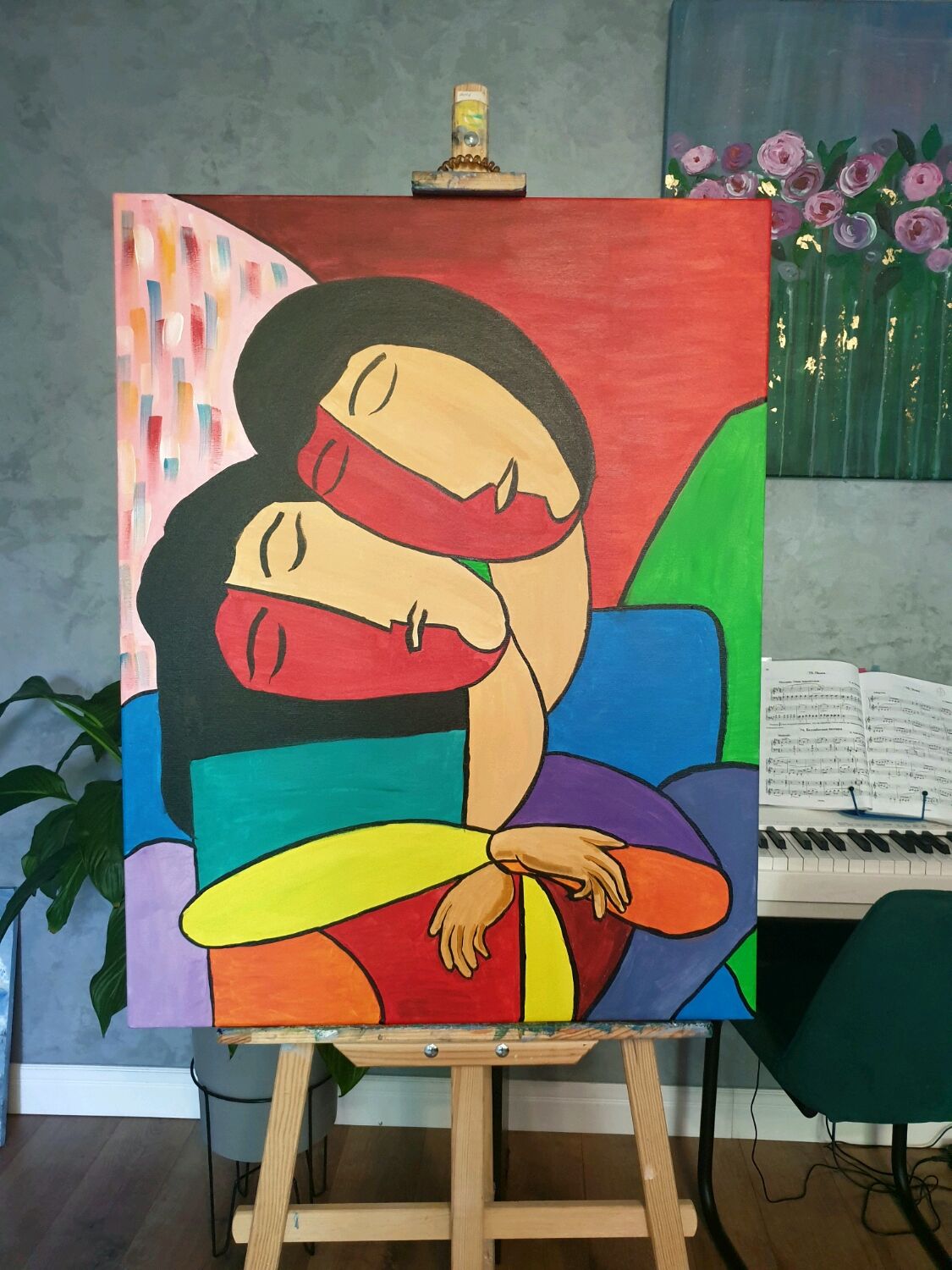 Картина маслом абстракция кубизм объятия в интернет магазине на Ярмарке Мастеров Картины