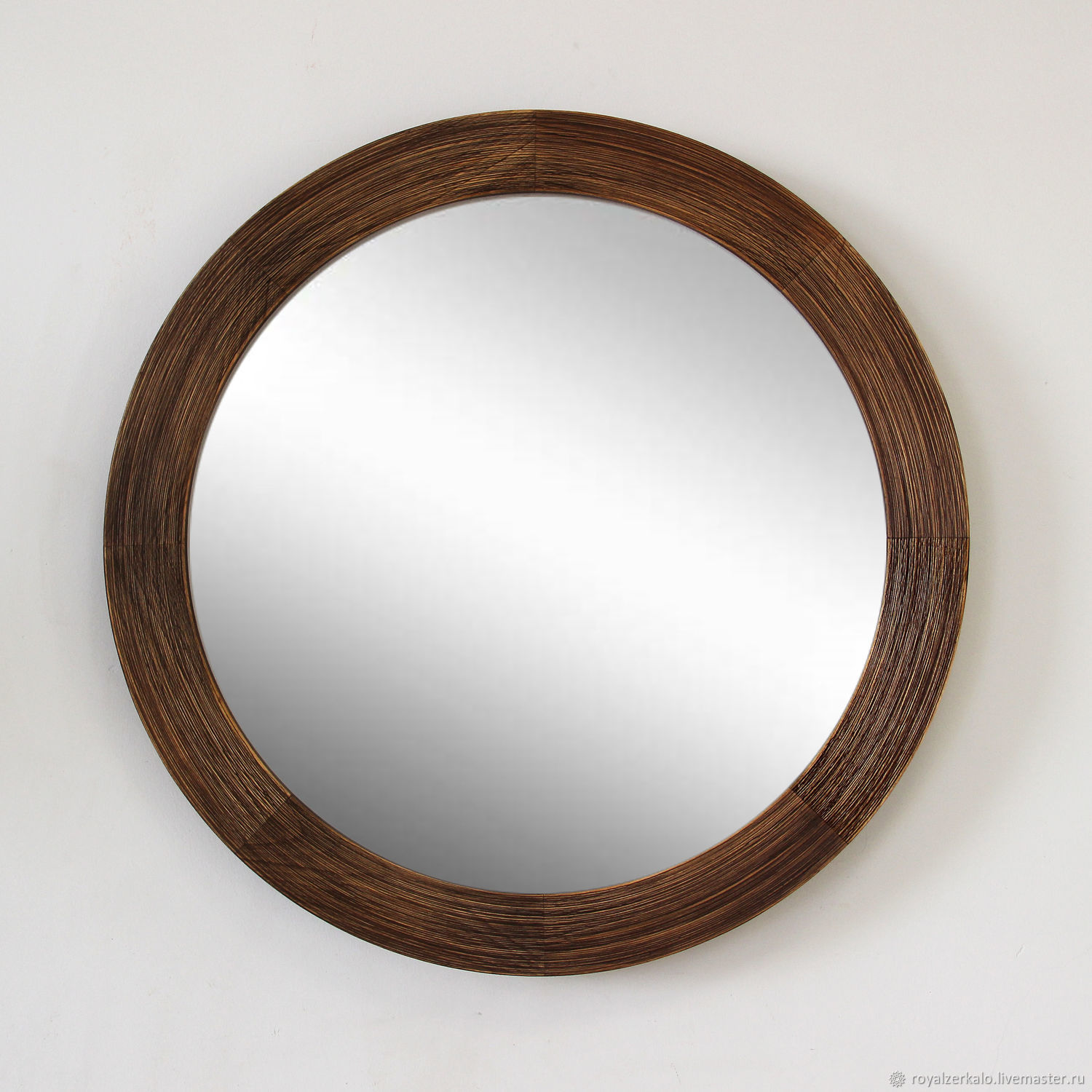 Круглое зеркало в ванную Palomna большое, зеркало в деревянной раме в ...