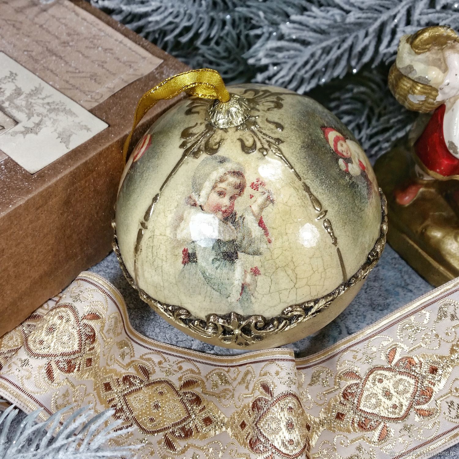 Елочные шары: Елочный шар Retro gold – купить на Ярмарке Мастеров ...