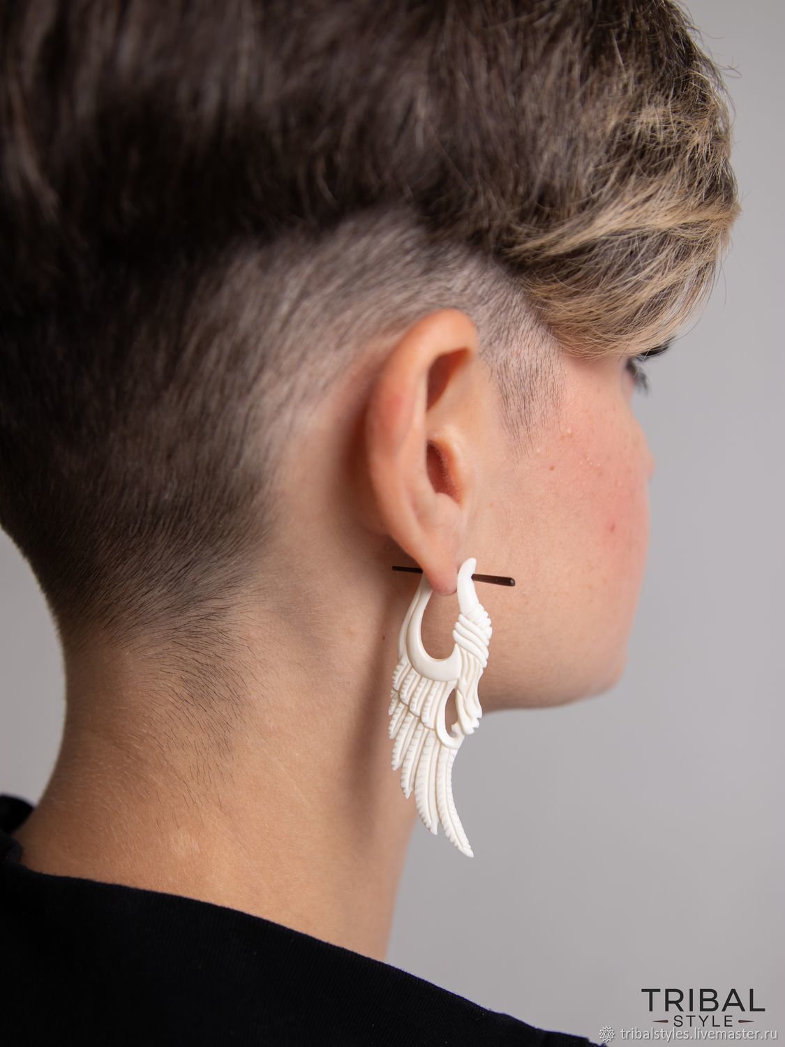 Эксклюзивные серьги из кости "Крылья Ангела" (B25) купить в интернет ...