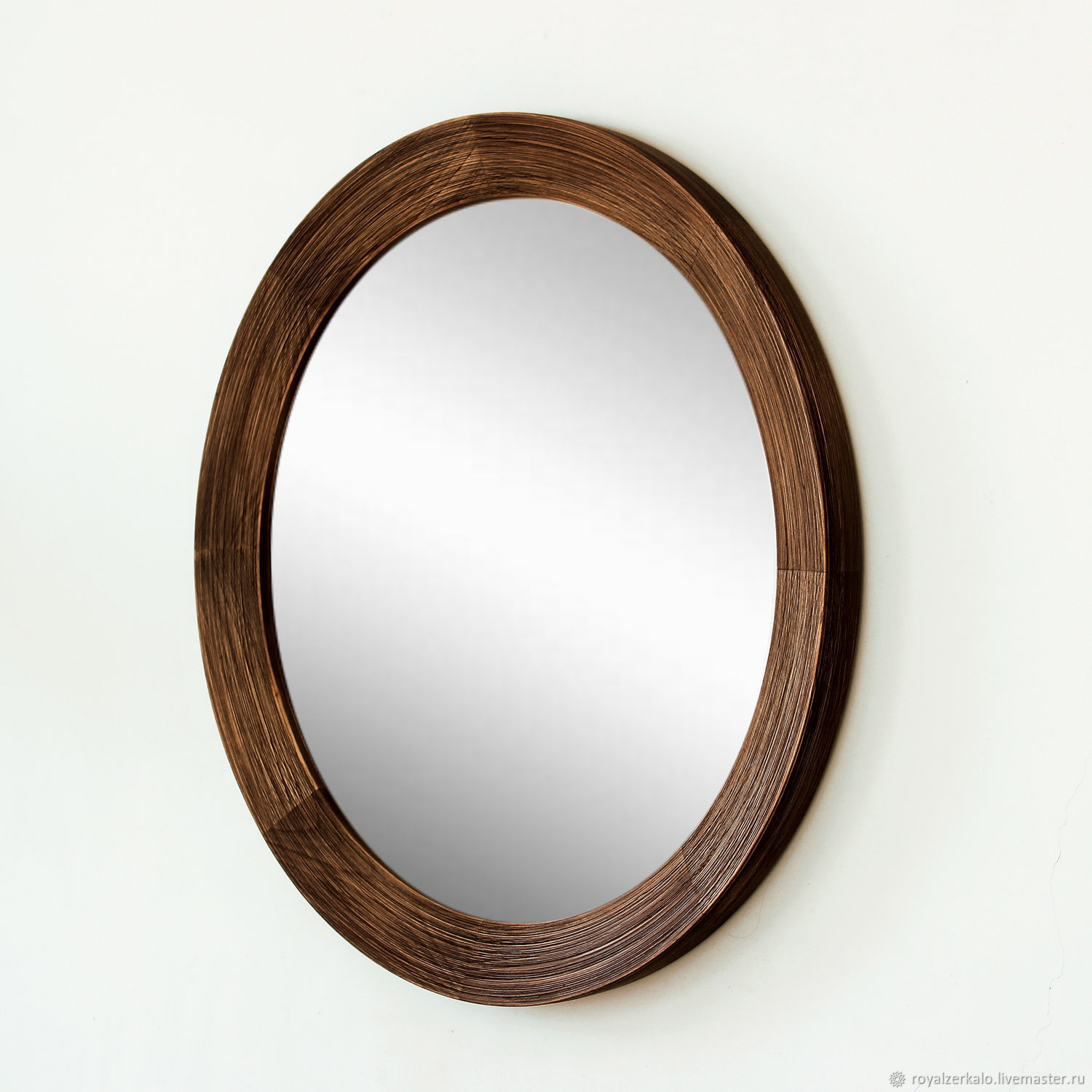 Круглое зеркало в ванную Palomna большое, зеркало в деревянной раме в ...