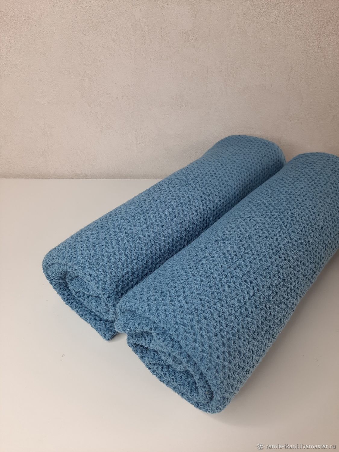 Полотенца банные льняные большие синие Суфле купить в интернет-магазине ...