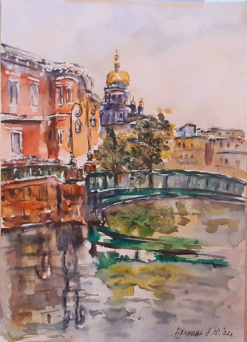 Картина "Лето у зелёного моста",акварель. в интернет-магазине на ...