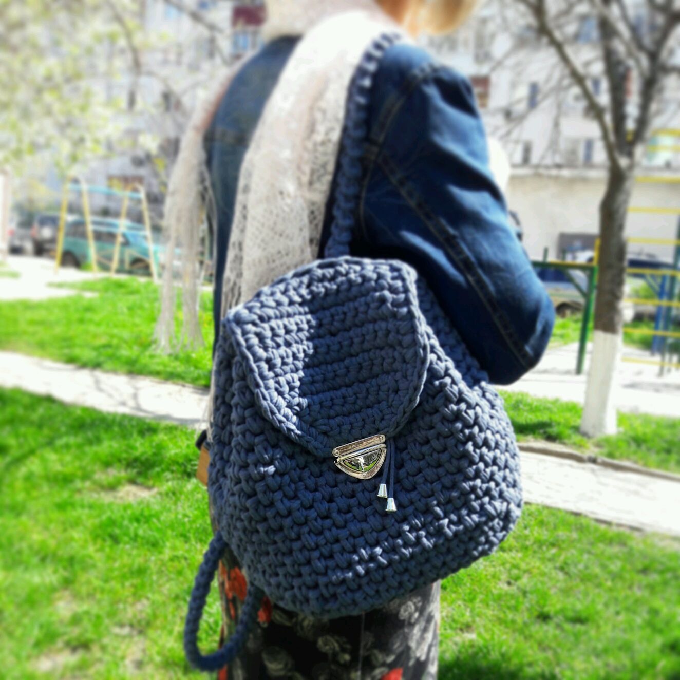 Вязаный рюкзак из трикотажной пряжи Вязаный рюкзак – заказать на ...