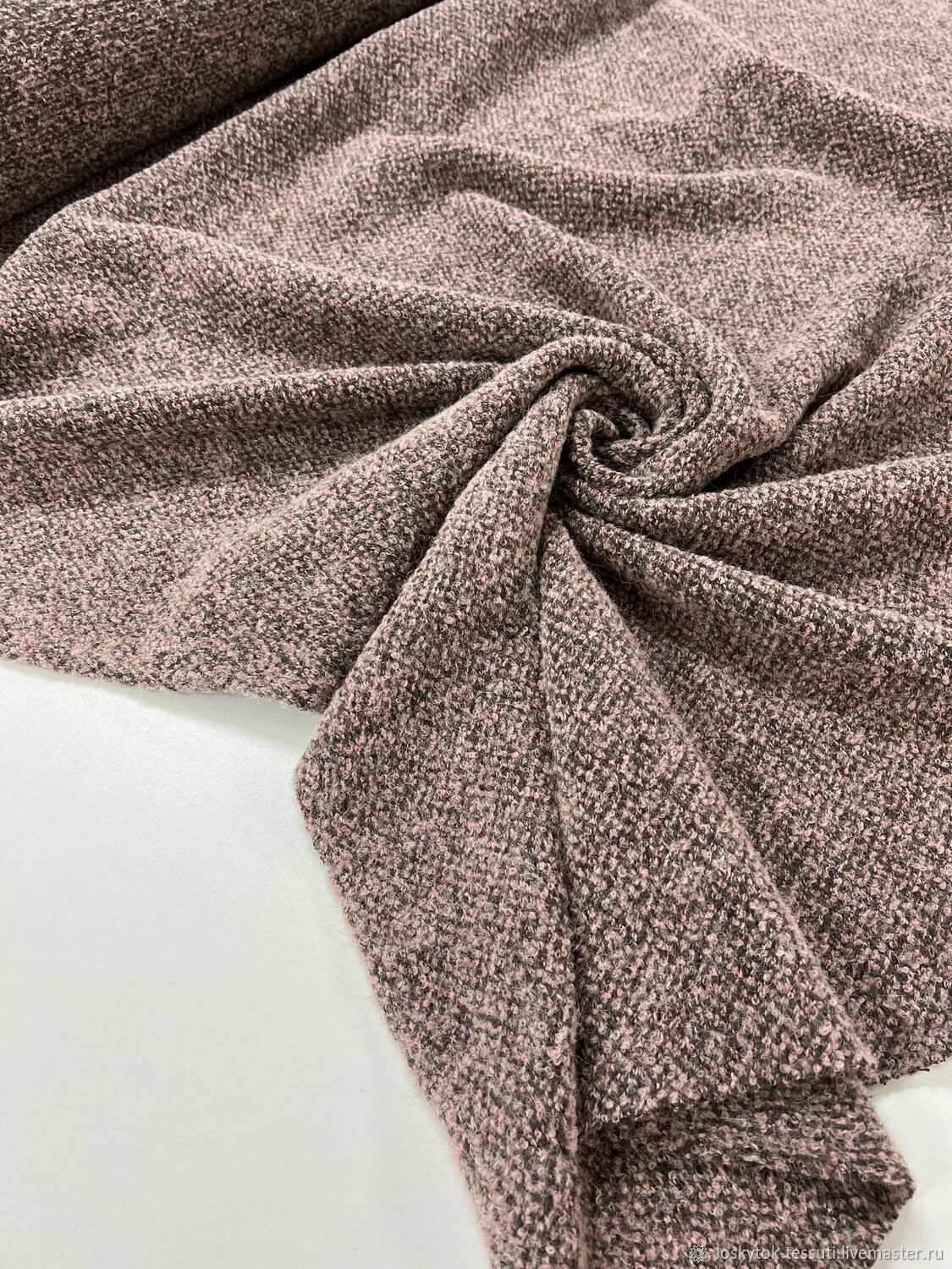 Ткань Пальтовая Мохер Букле Розово-коричневый Италия – купить онлайн на ...