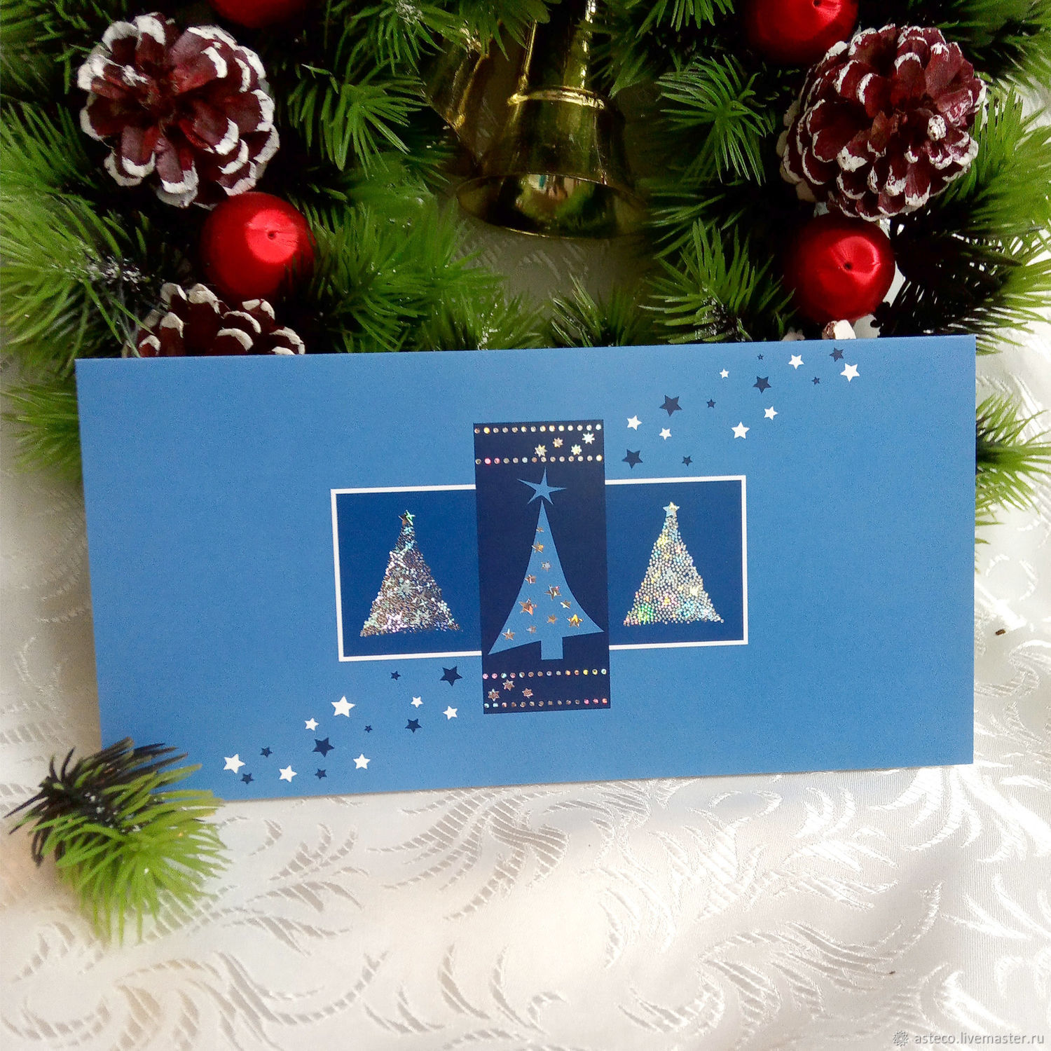 Открытка новогодняя 1005 Три ёлки в интернет-магазине Ярмарка Мастеров ...