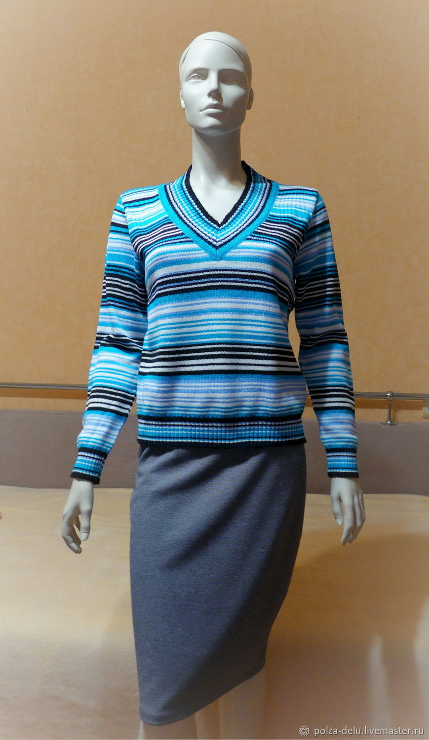 Джемпер Яркие полоски р. 52-54 в морском стиле купить в интернет-магазине Ярмарка Мастеров по ...