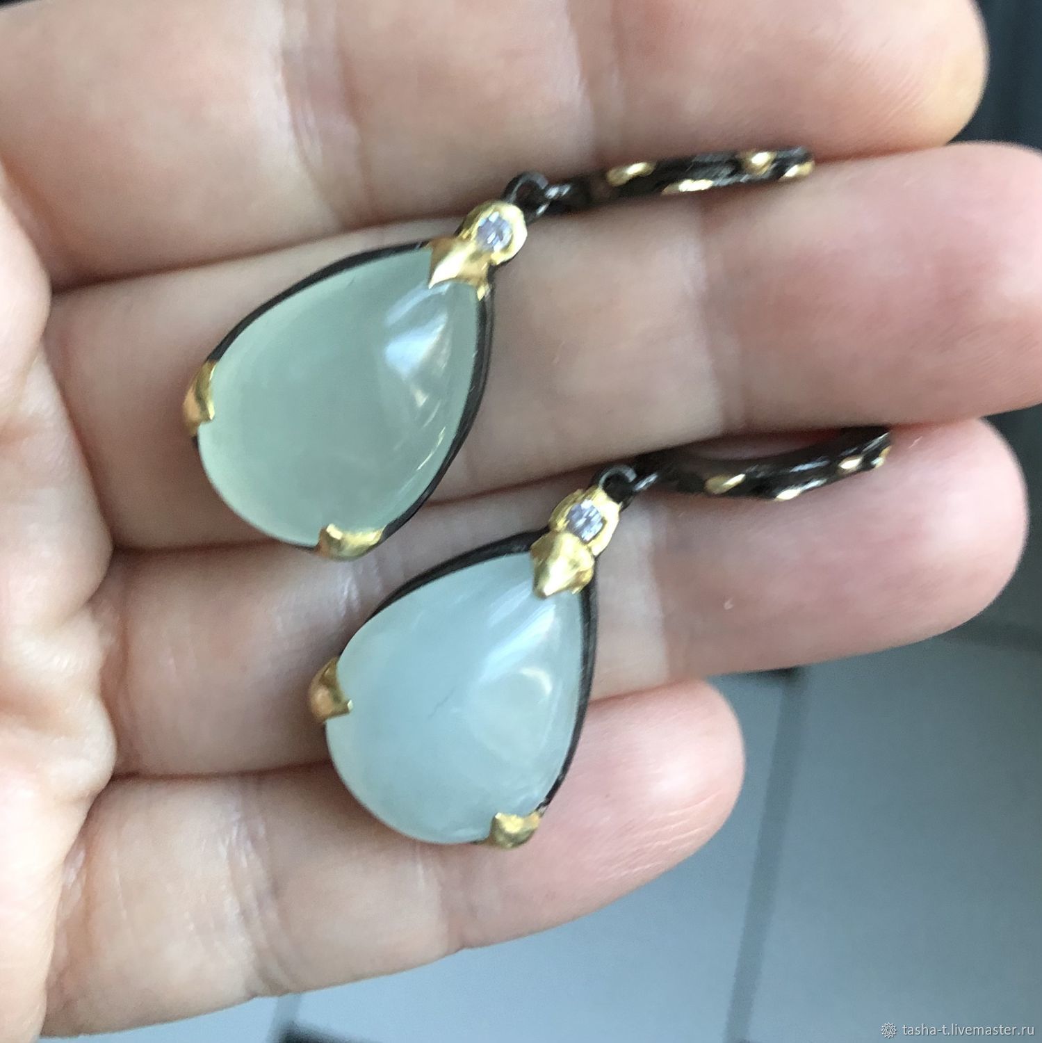 Винтаж: Р.Аквамарин Берилл,крупные серебряные серьги купить в интернет ...