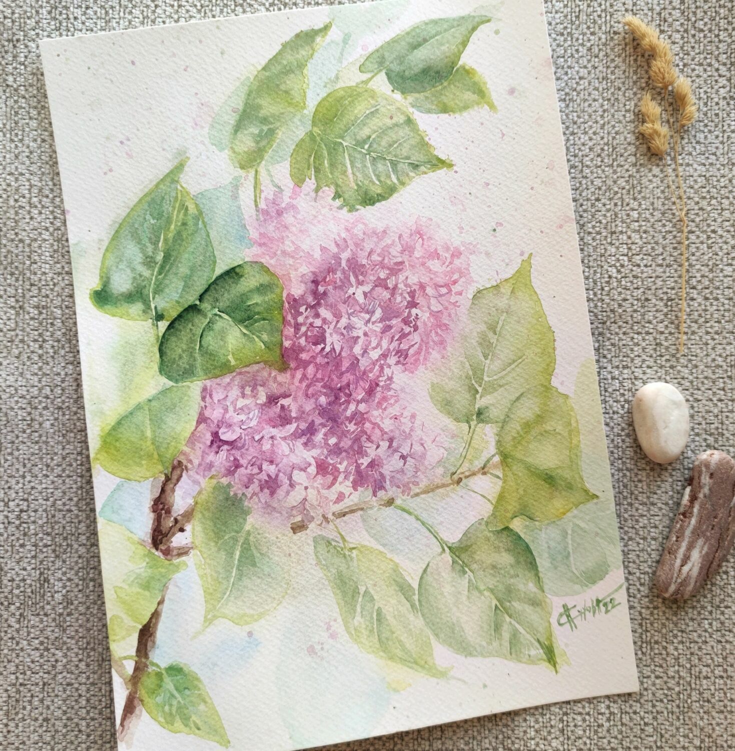 Акварель Ветка сирени. Картина акварелью А4 купить в интернет-магазине ...