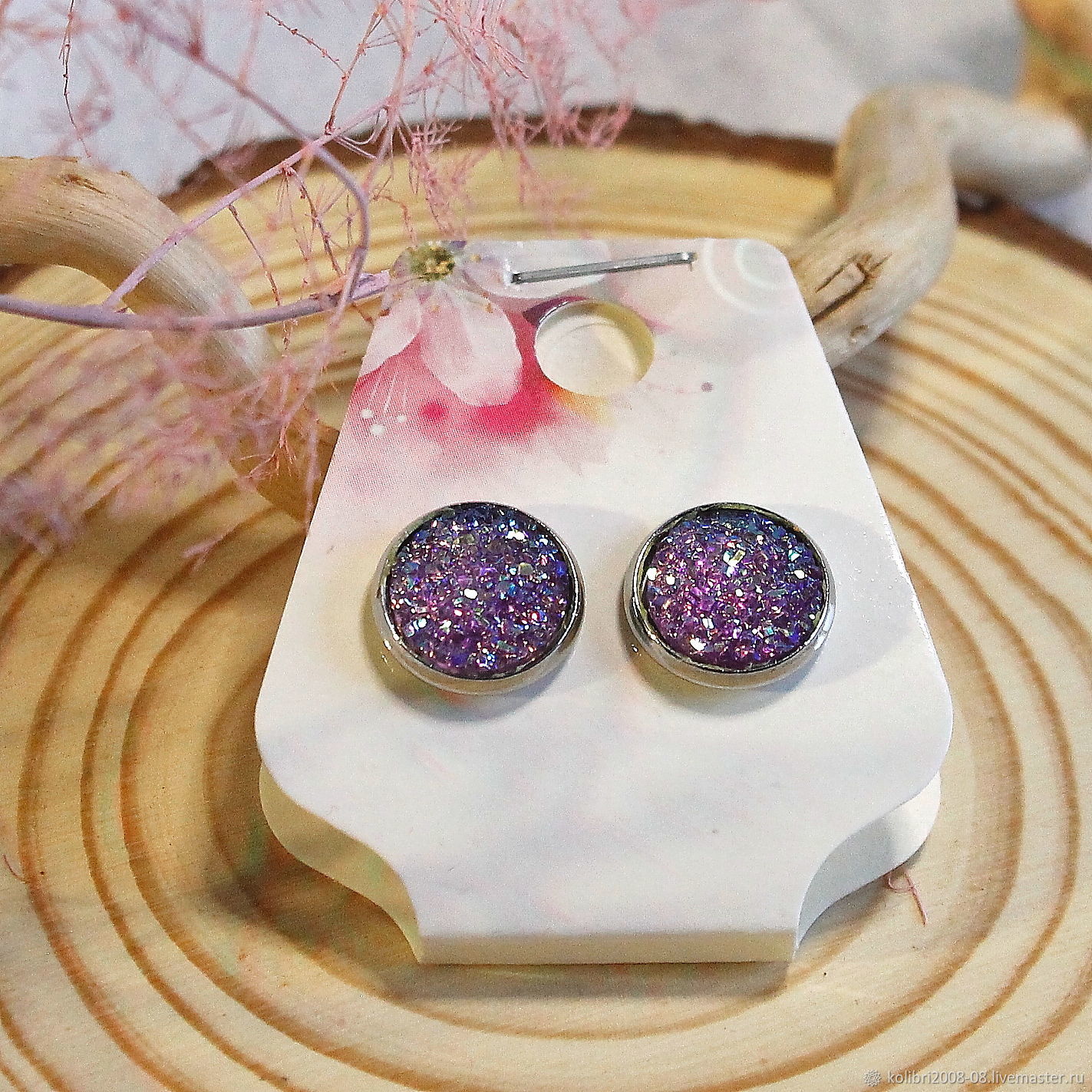 Серьги-пусеты: Хамелеон Фиолетовый в интернет-магазине Ярмарка Мастеров ...