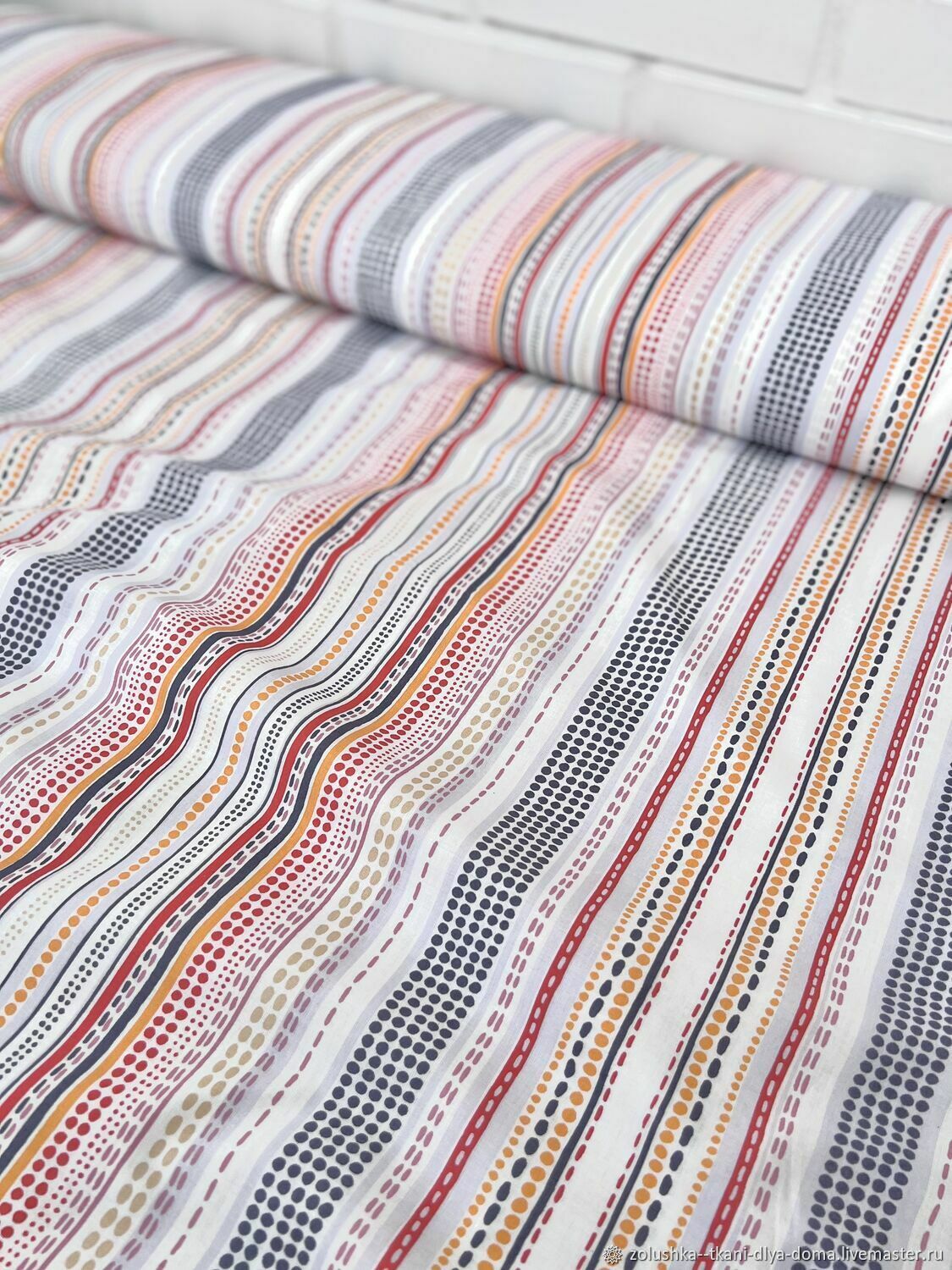 ОСТАТОК 2,25 м Ткань перкаль Полоска к Бисеру Трегорная Мануфактура ...