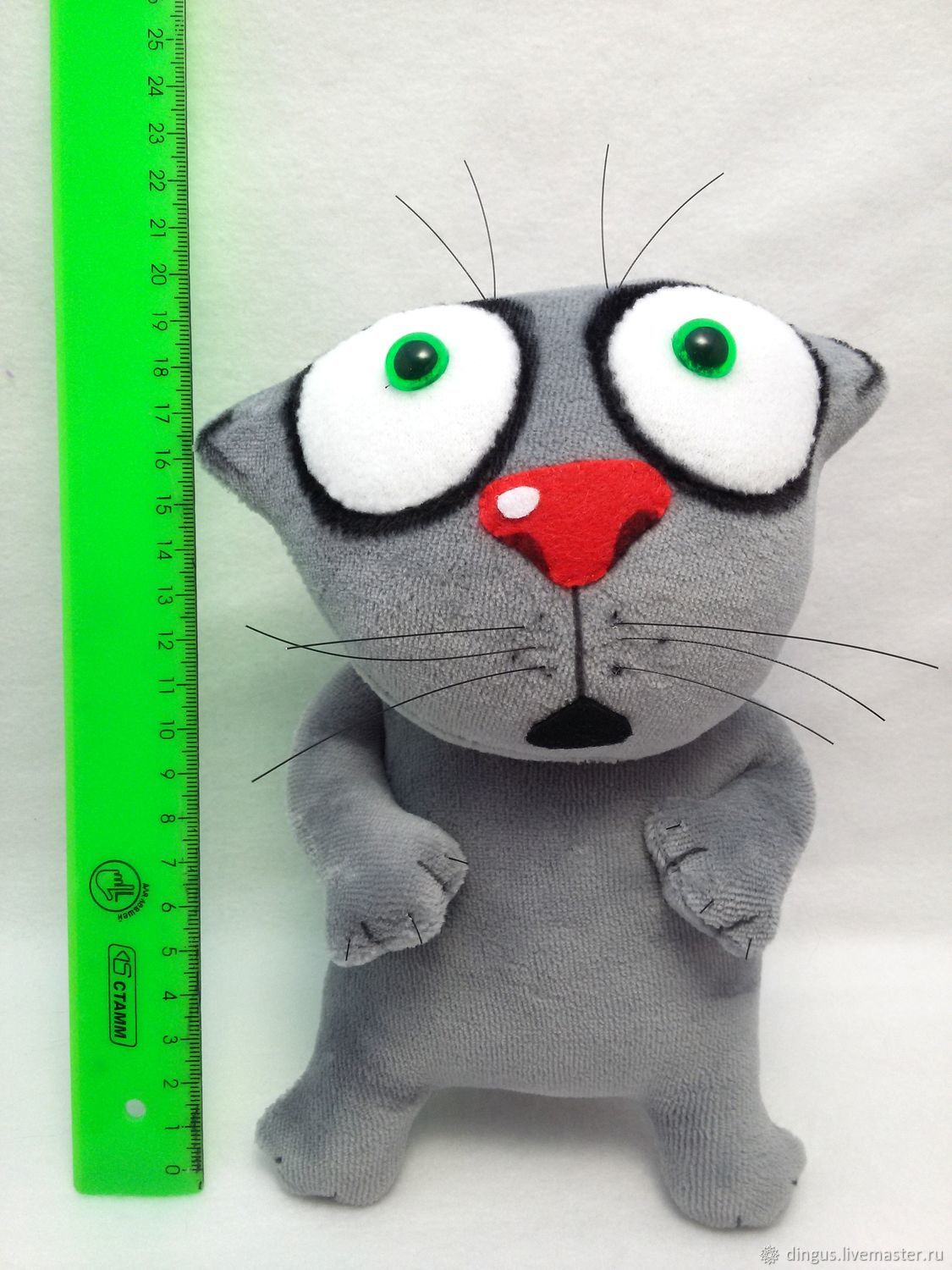 Мягкая игрушка серый плюшевый кот испуганный для любителей котов ...