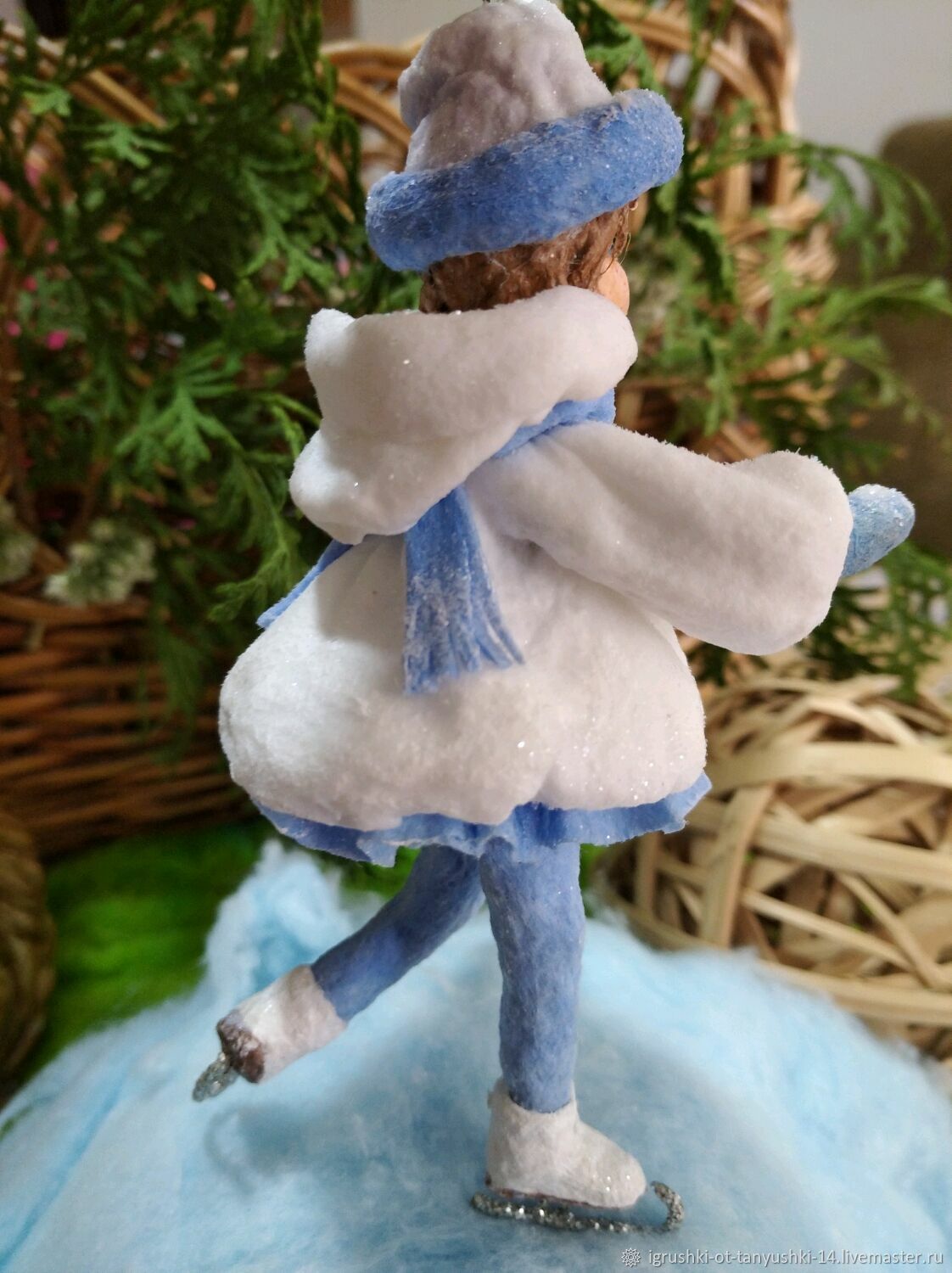 Ёлочная Игрушка из ваты, маленькая фигуристка – купить онлайн на Ярмарке Мастеров – RU6MMRU ...