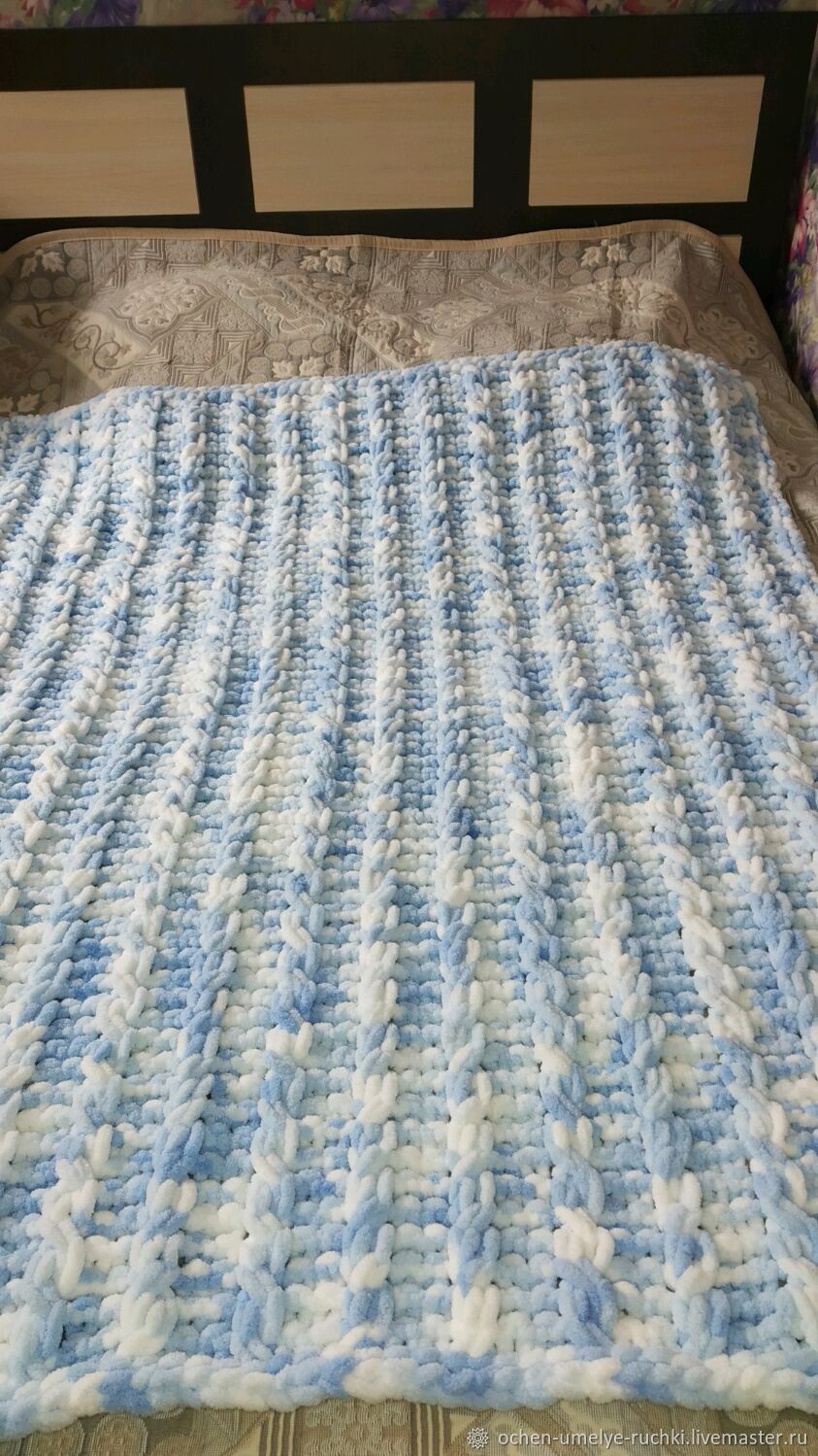 Плед из плюшевой пряжи : плюшевый плед : вязаный плед : детский плед в ...