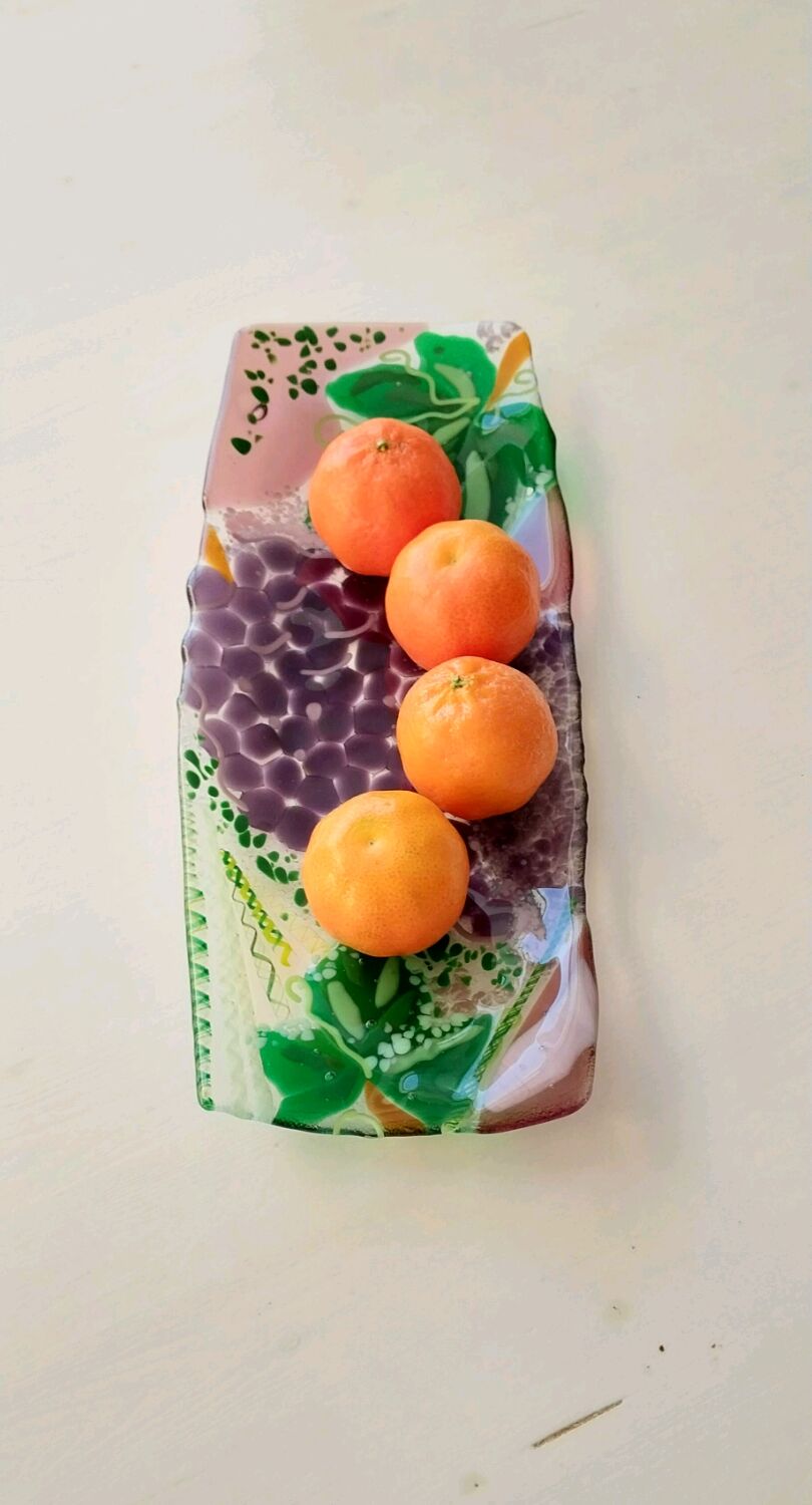 Фруктовница Виноград. Фьюзинг. Стекло купить в интернет-магазине ...