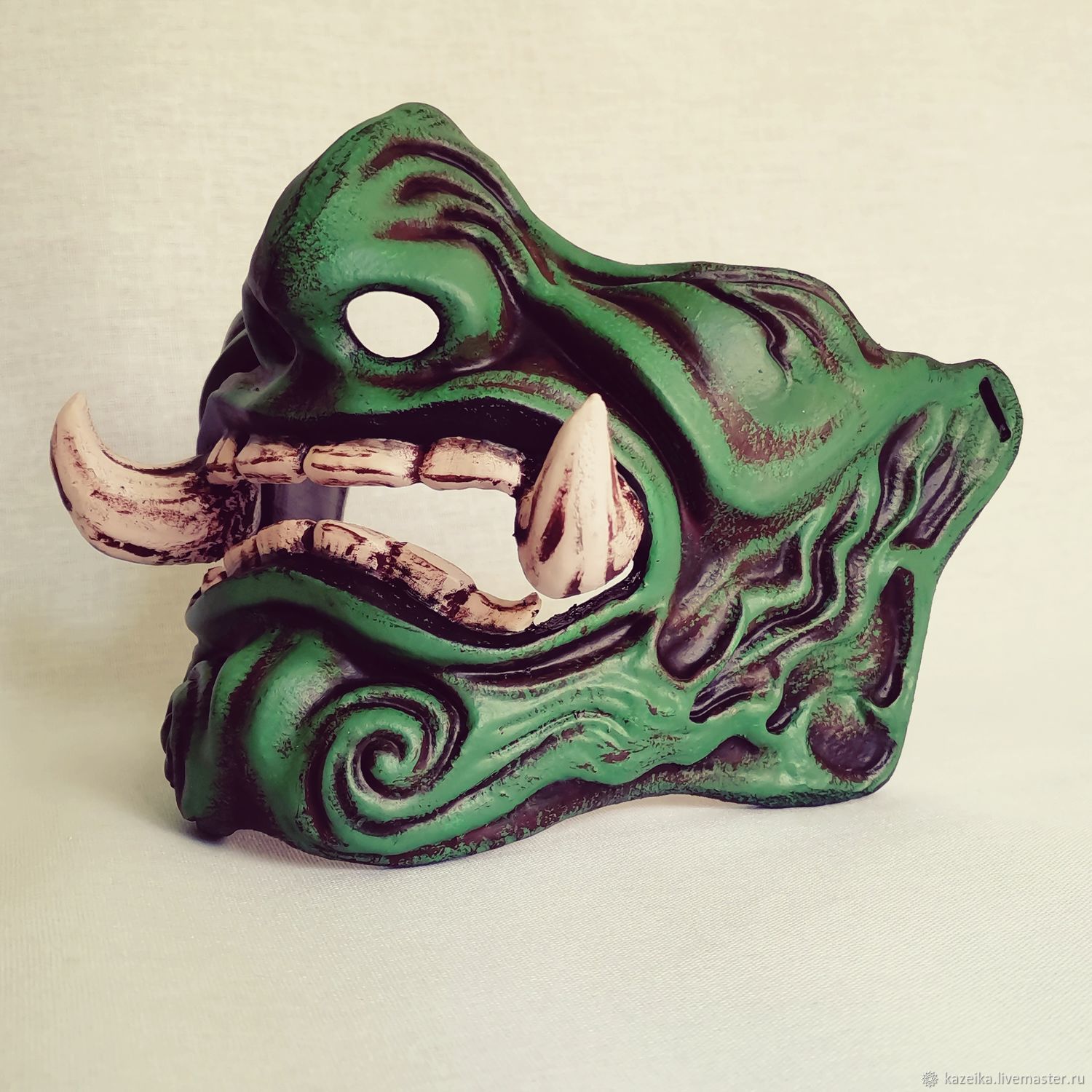 Маска японского самурая / Демон Они (Oni) - зеленый в интернет-магазине ...