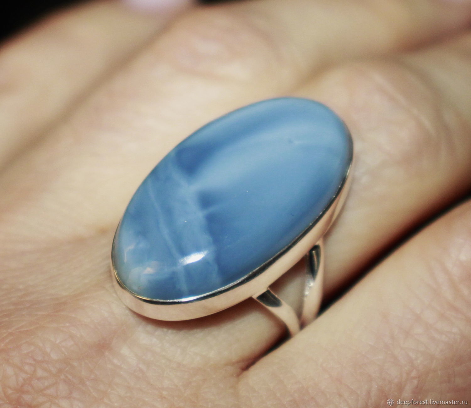 Кольцо голубой опал Овайхи – заказать на Ярмарке Мастеров – O2IF6RU ...
