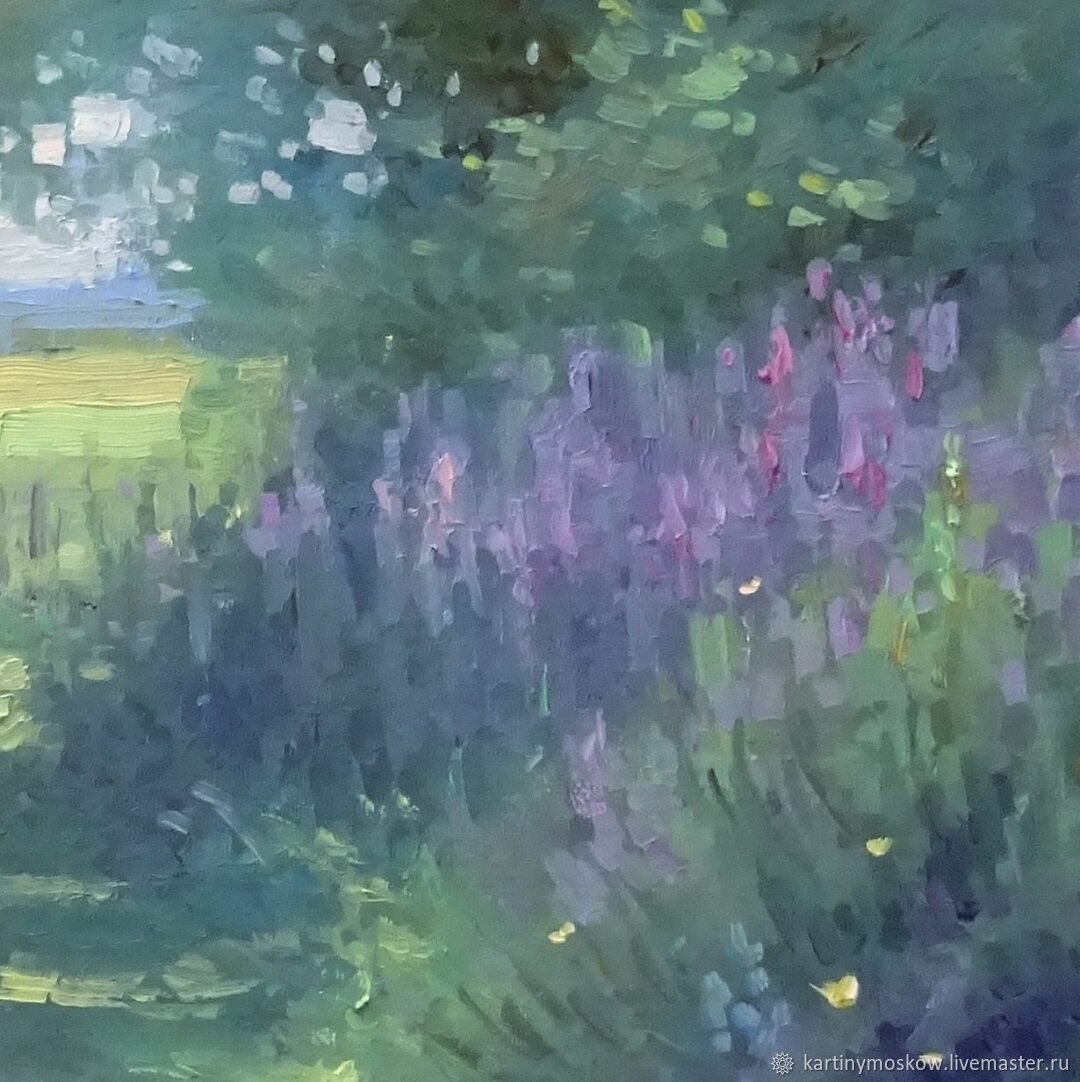 Картина маслом Прогулка в тенистом саду 50х50 в интернет магазине Ярмарка Мастеров по цене