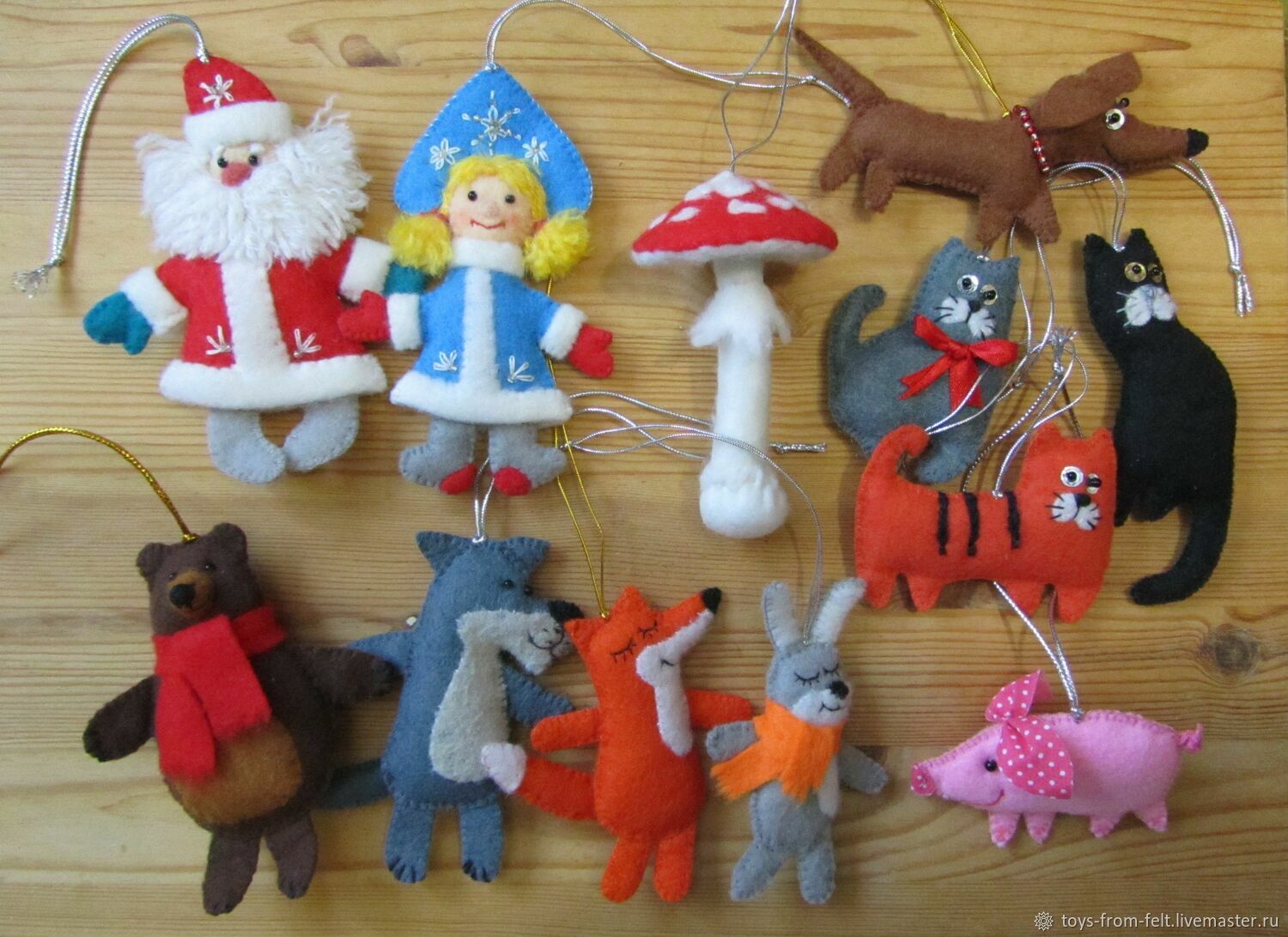 Дед Мороз - елочная игрушка из фетра, подарок на Новый год на заказ в ...