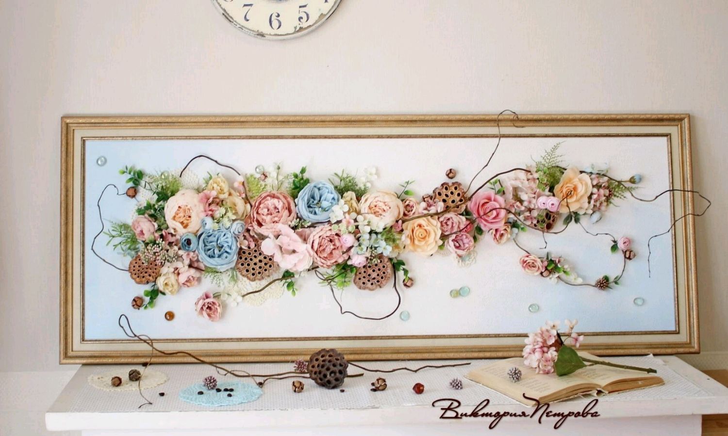 Панно на стену из искусственных цветов – заказать на Ярмарке Мастеров ...