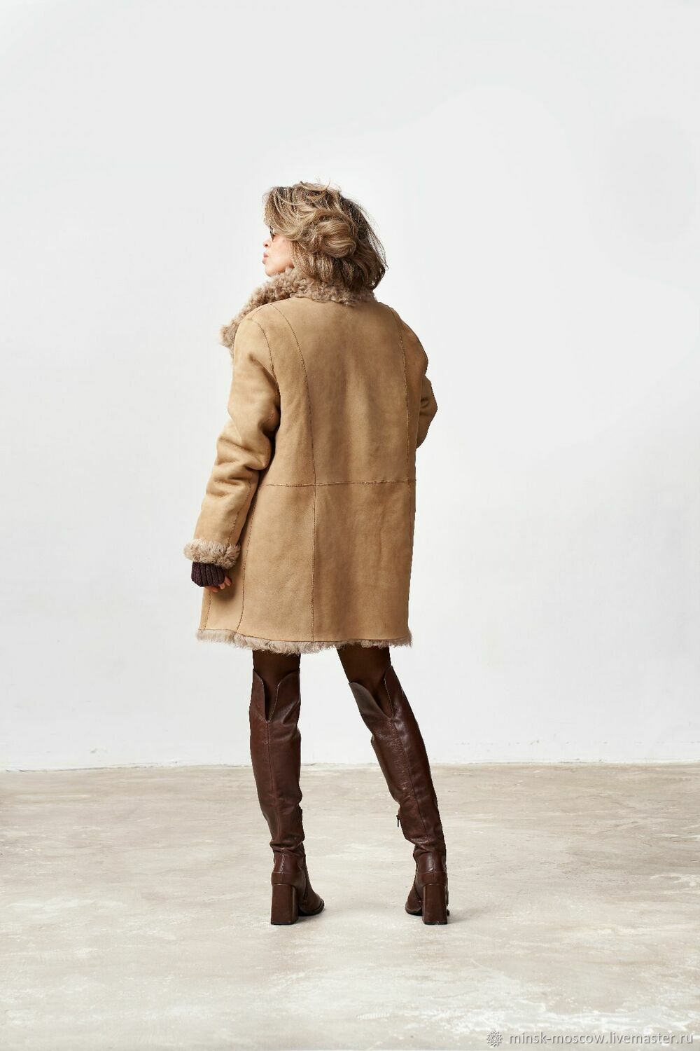 Дубленка двусторонняя с мехом тиградо in taupe caramel на заказ в ...