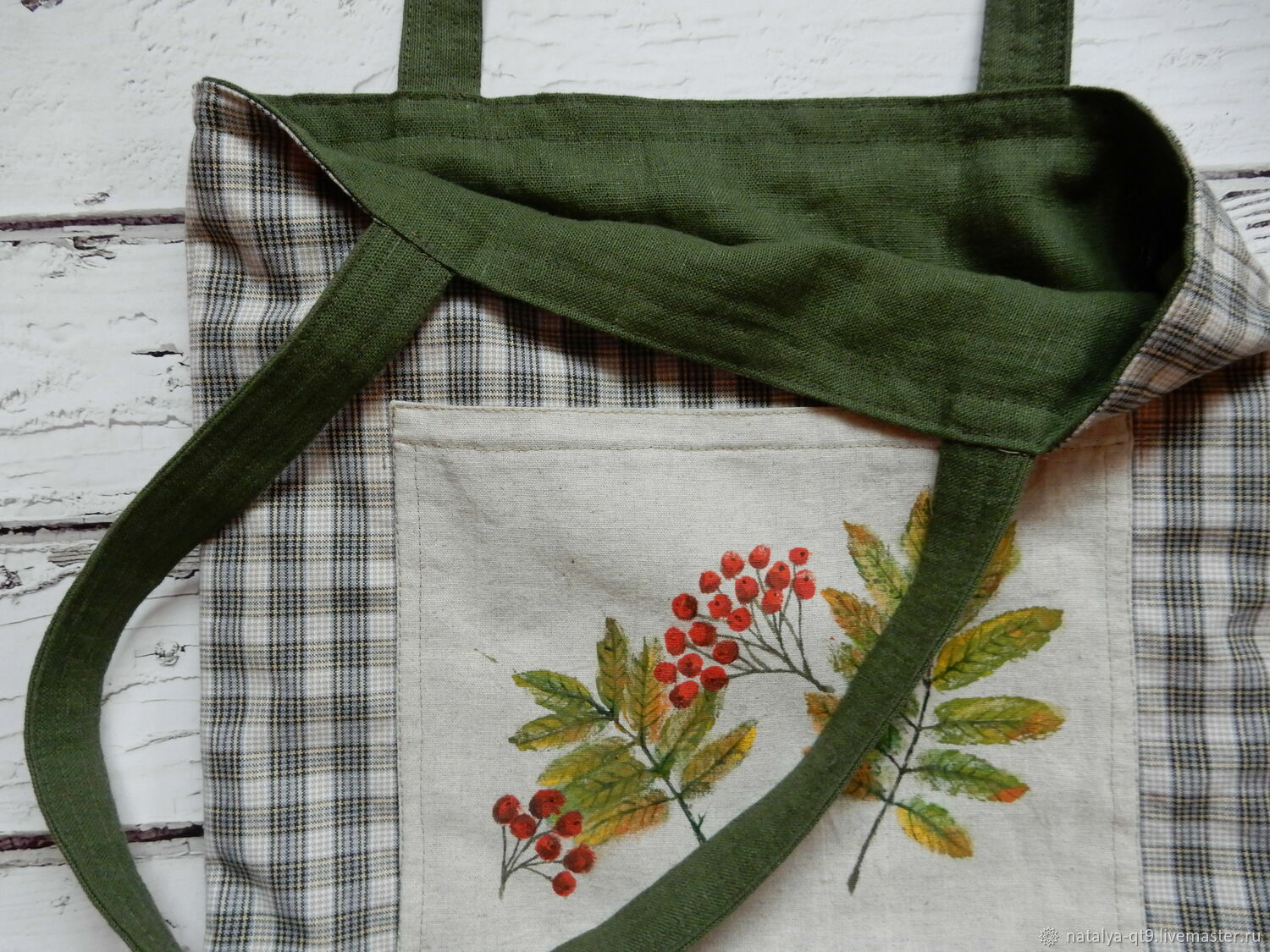 Сумка шоппер с рисунком "Рябина" в интернет-магазине Ярмарка Мастеров ...