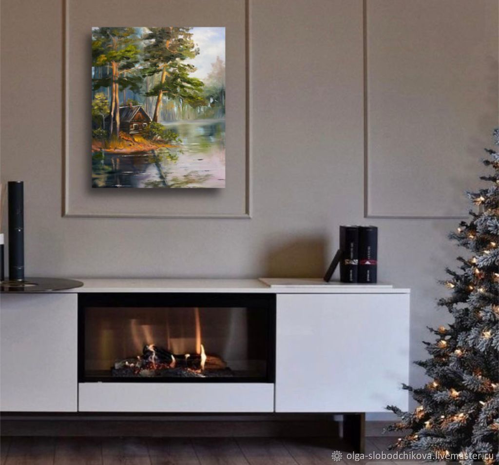 Картины: Домик у реки картина маслом купить в интернет-магазине Ярмарка Мастеров по цене 11500 ...