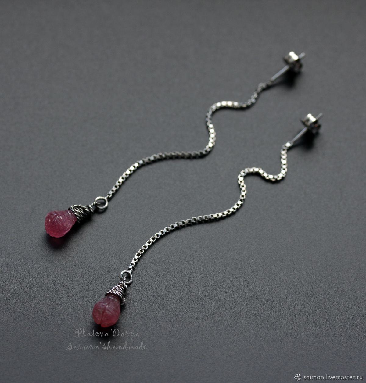 Серьги-продевки: Серьги цепочки с турмалином "Tourmali" купить в ...