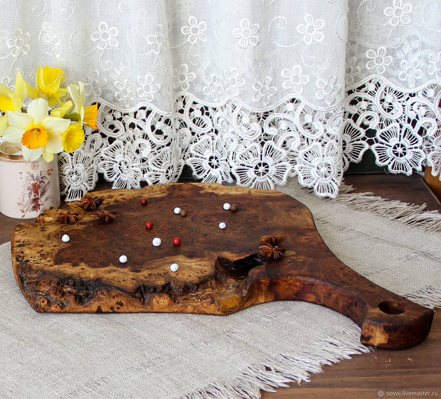 Разделочная доска из слэба капового карагача "Мраморная" – купить на ...