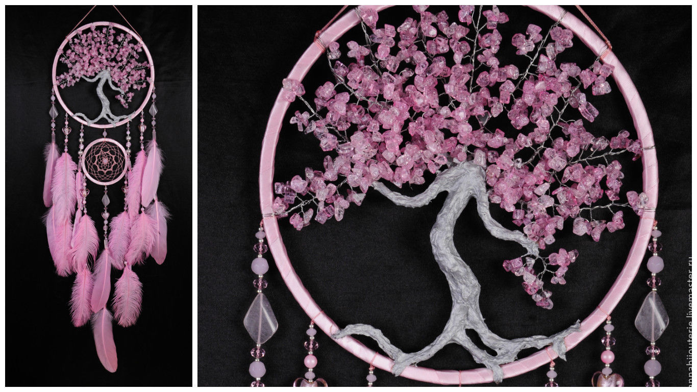 Pink Dream Catcher Tree of life Dreamcatcher quartz Dream сatcher pink ...