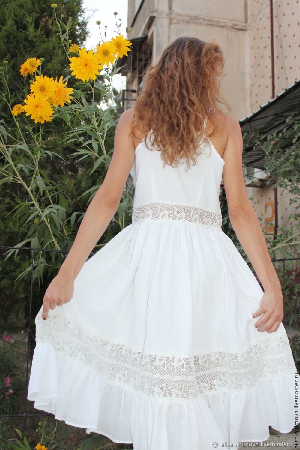 Белое, летнее платье "На моря", с нежнейшим кружевом – заказать на ...