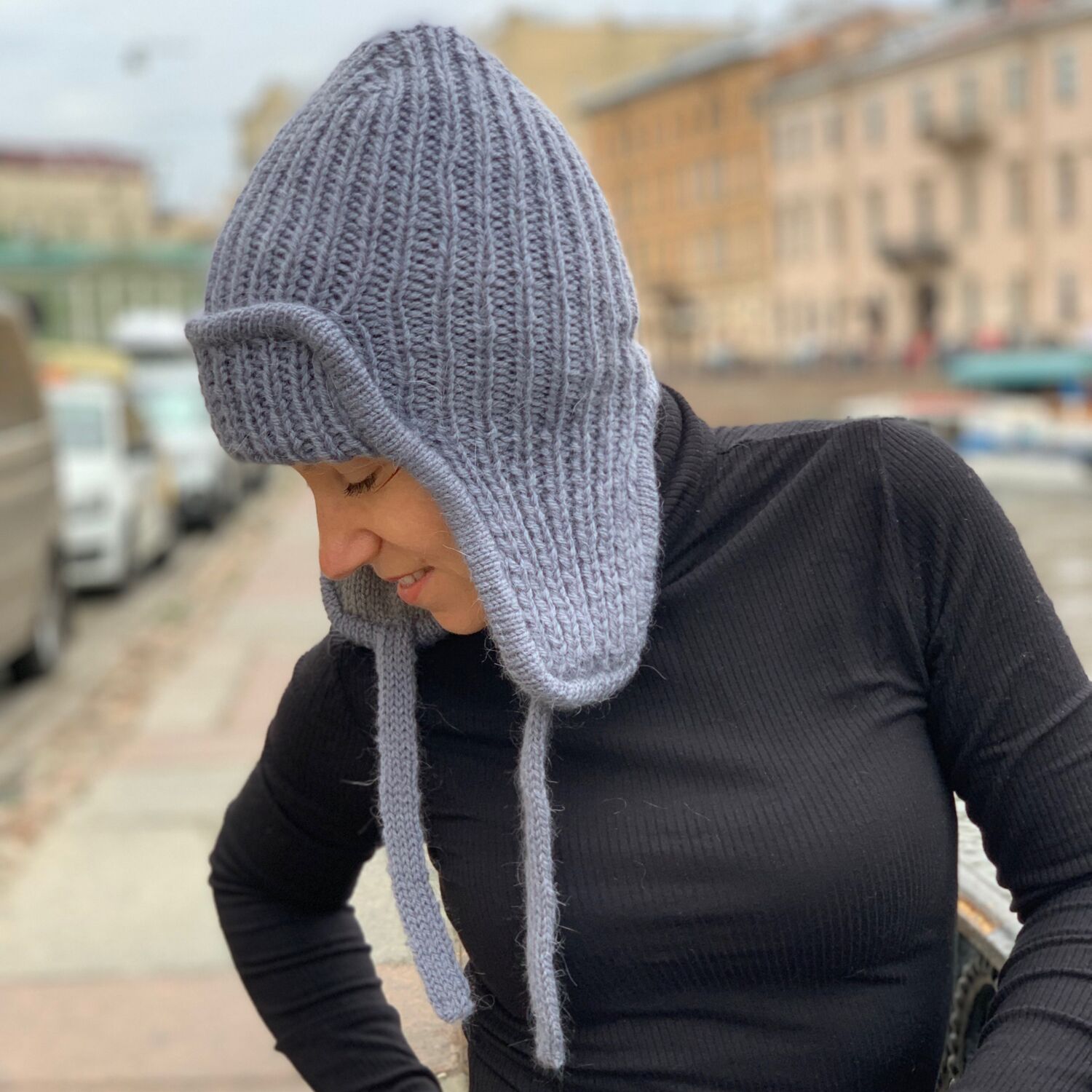 Шапка-ушанка вязаная УМА с подкладкой стальной ангора на заказ в ...