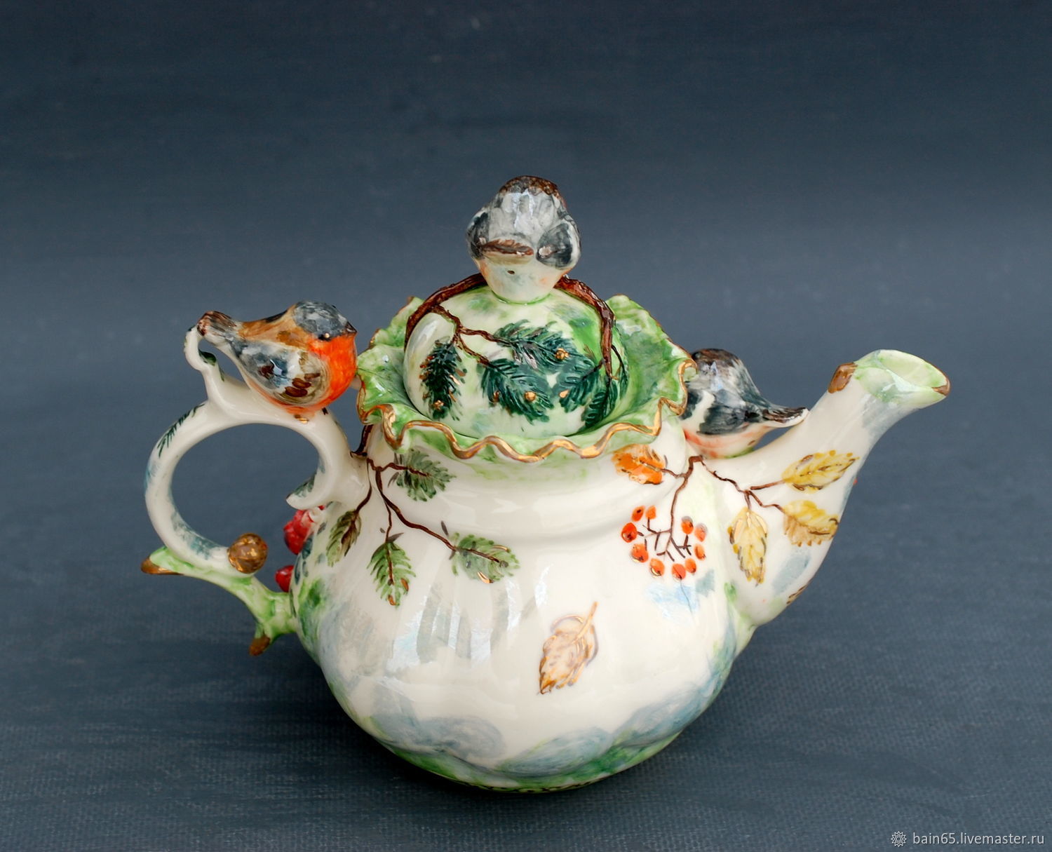 Teapot "Wild berries and birds" – купить на Ярмарке Мастеров – SUZM0COM ...